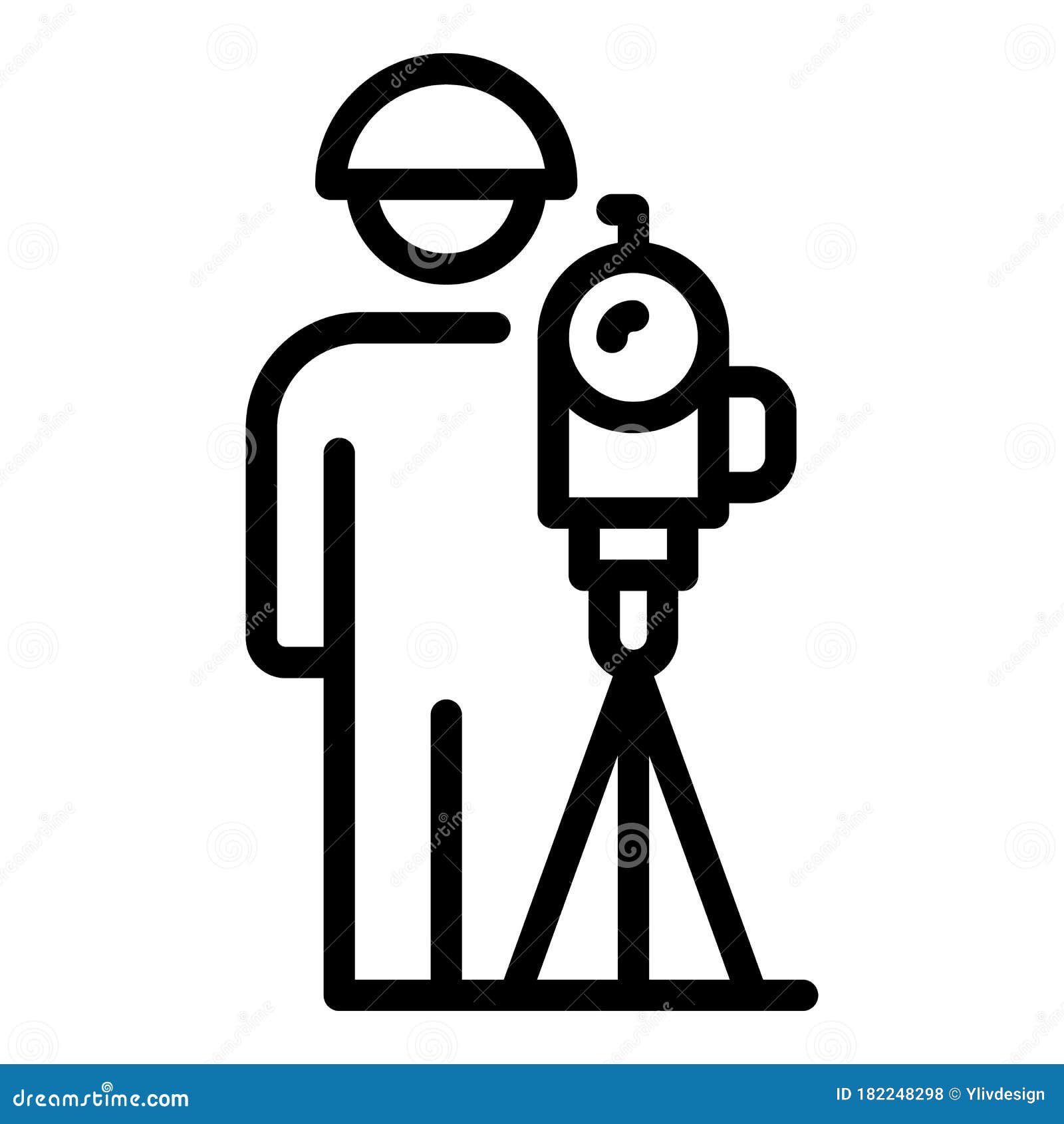 Surveyor with Equipment Icon, Outline Style Stock Vector - Illustration ...