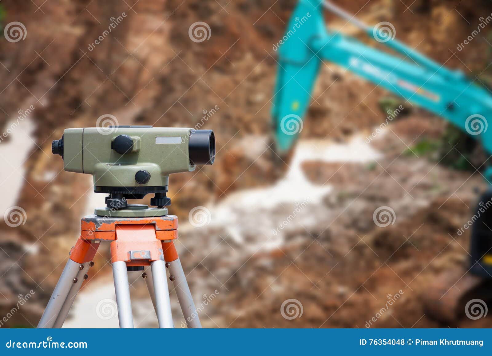 Surveyor Equipment Theodolite at Construction Site Stock Photo - Image ...