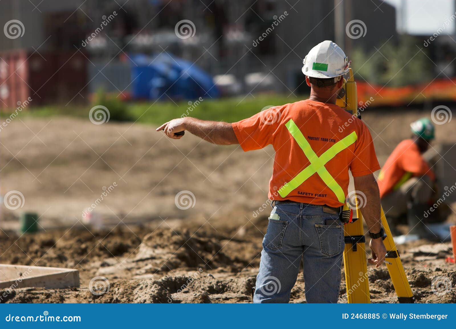 Surveyor giving directions stock image. Image of safety - 2468885