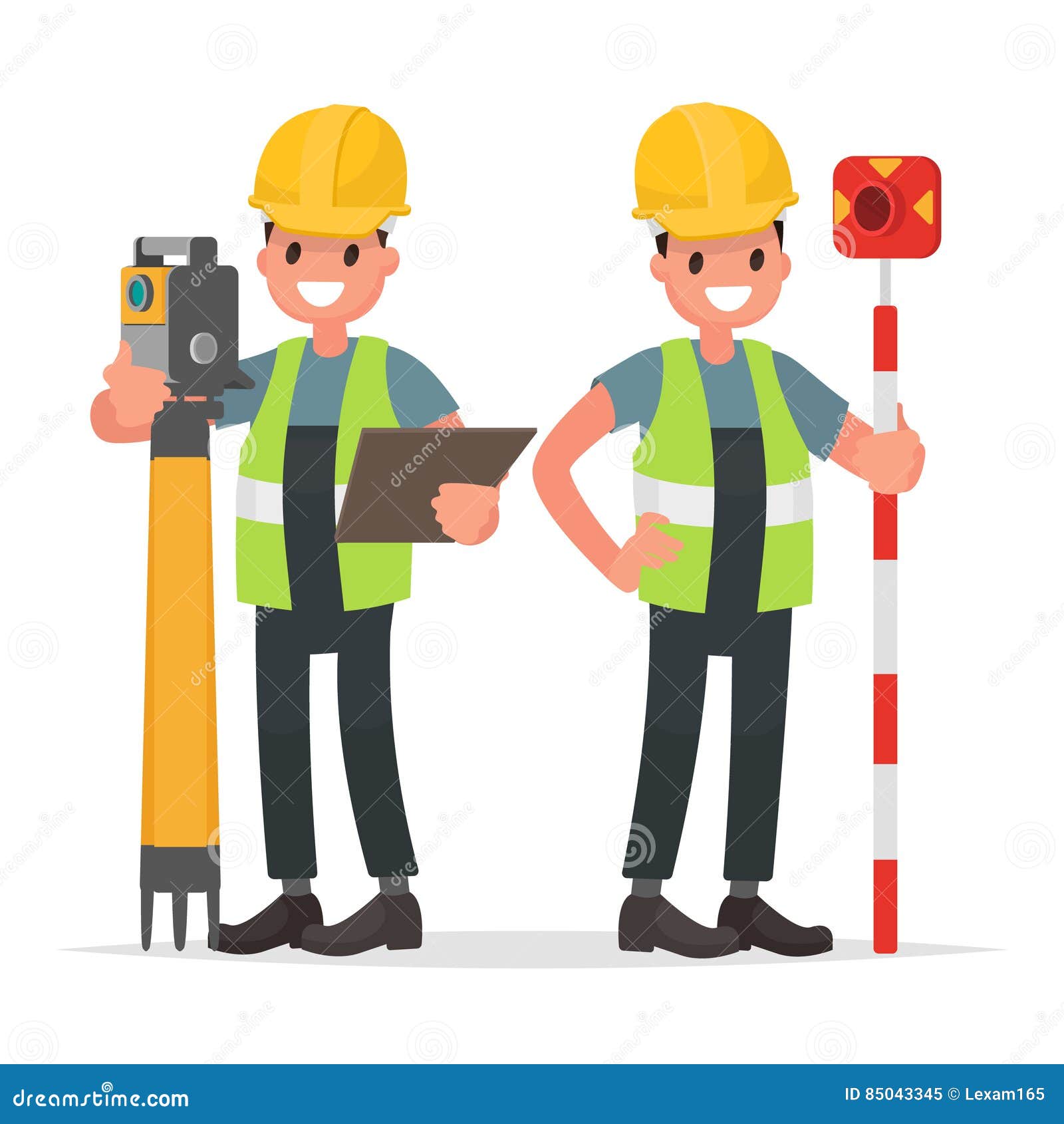 Surveyor and His Assistant To Work with the Equipment Stock ...