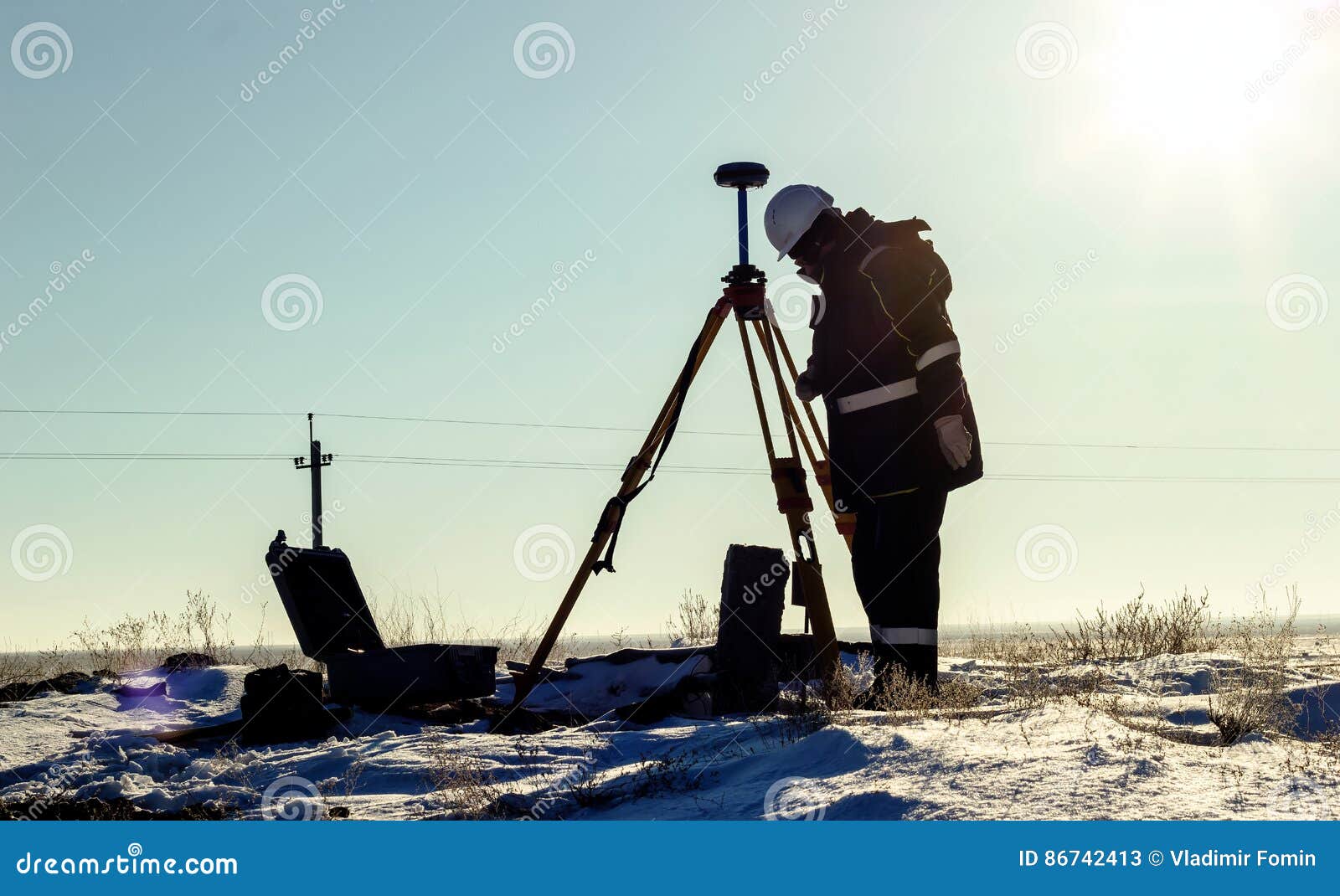 Surveyor. stock image. Image of winter, snow, holding - 86742413