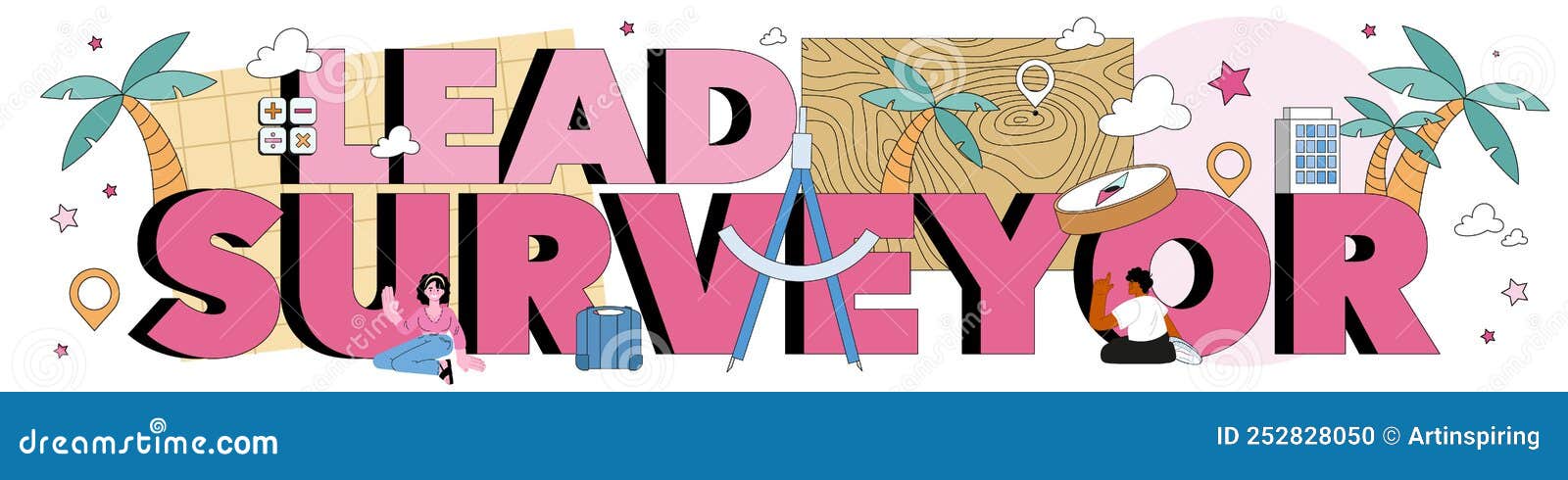 Surveyor Mobile Application Banner Set. Land Surveying Technology Stock ...