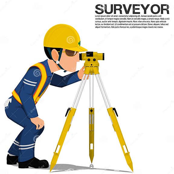 A Surveyor is Operating the Optical Level on Transparent Background ...