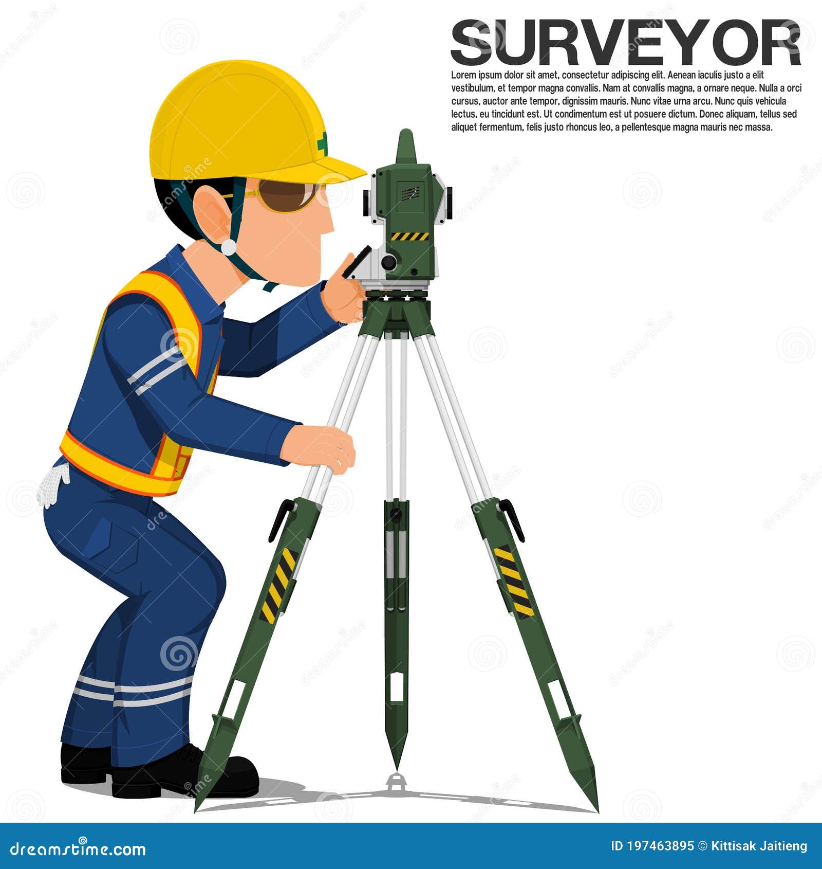 A Surveyor is Operating the Theodolite on Transparent Background Stock ...