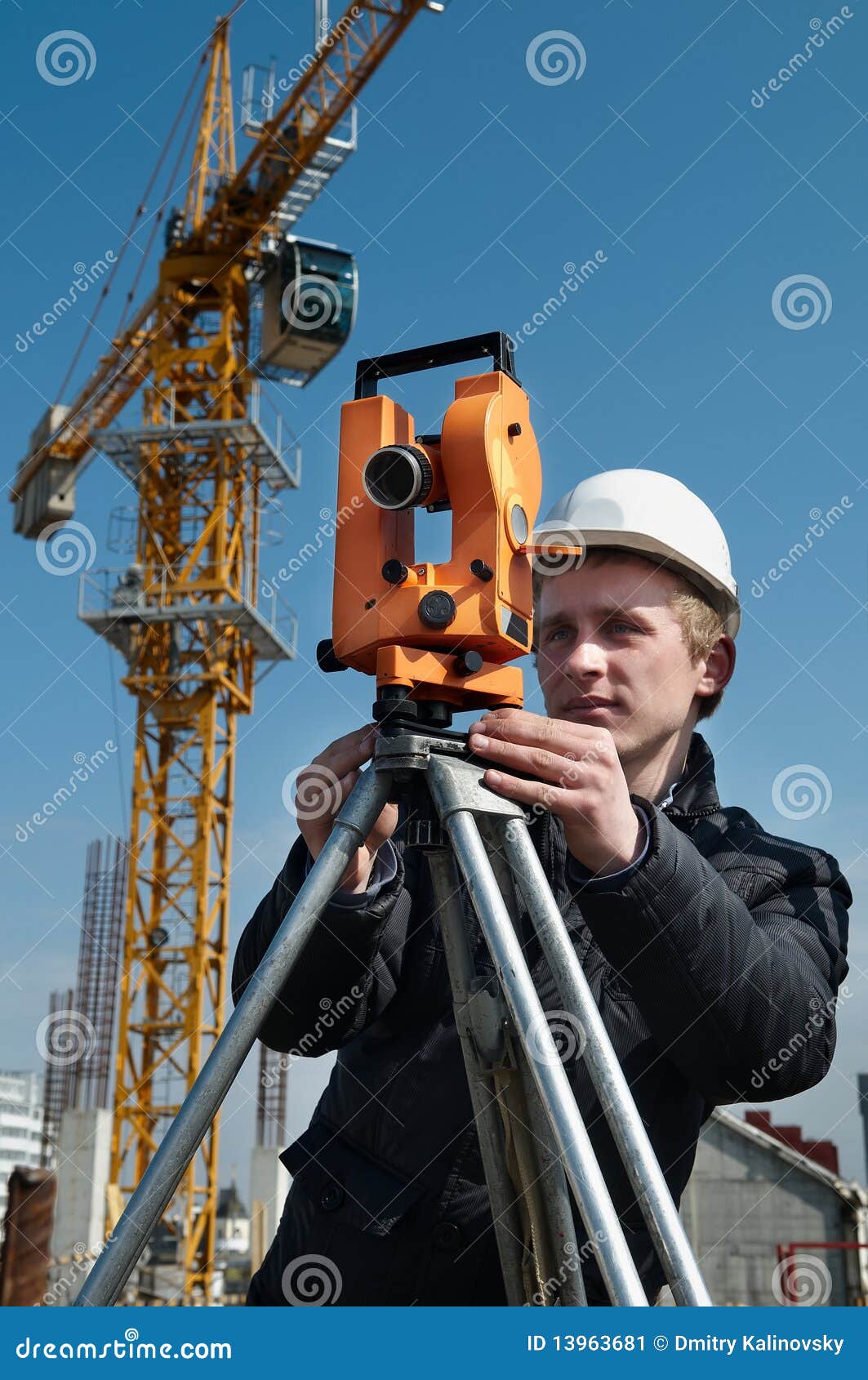 Surveyor with Transit Level Stock Image - Image of land, earth: 13963681