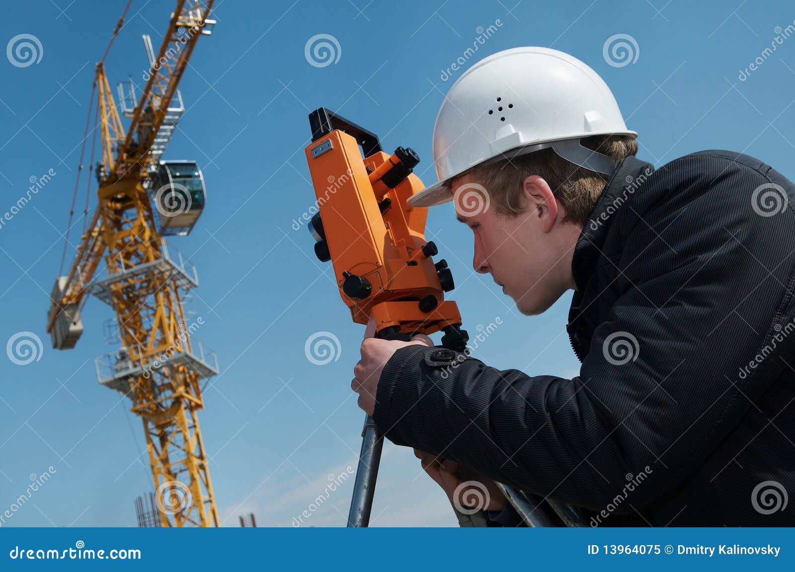 Surveyor with Transit Level Stock Image - Image of inspection ...