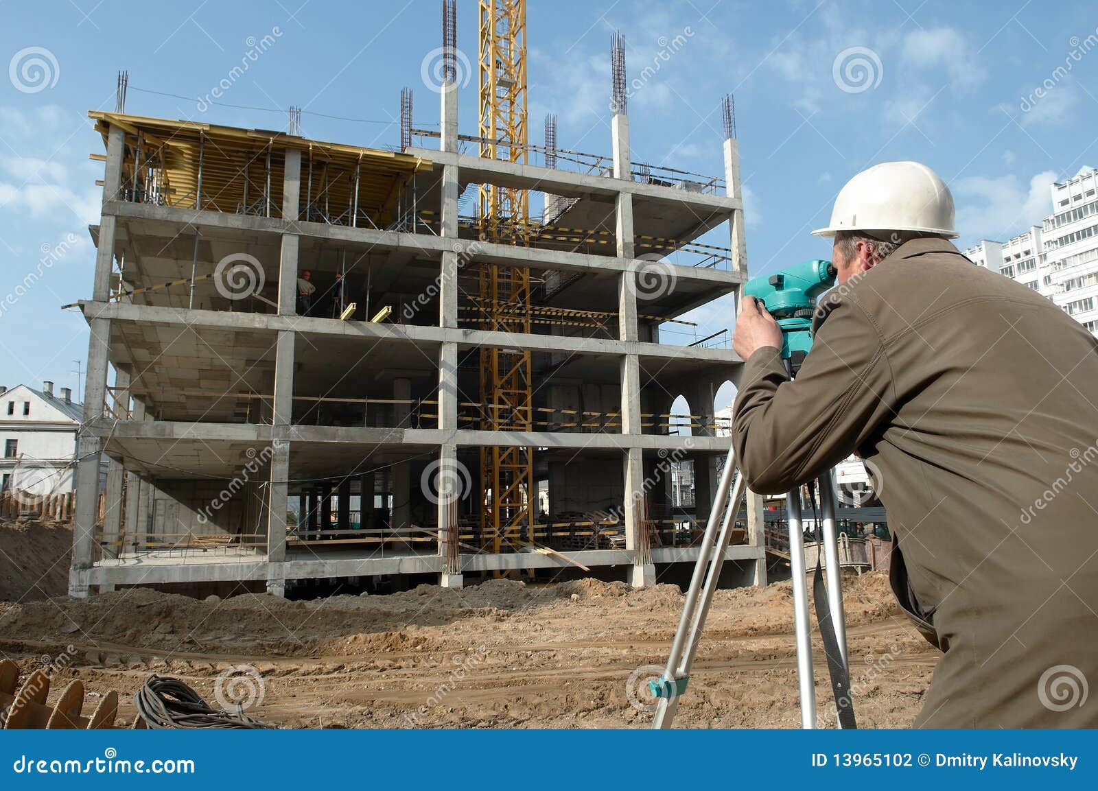 Surveyor with Transit Level Stock Photo - Image of looking, contractor ...
