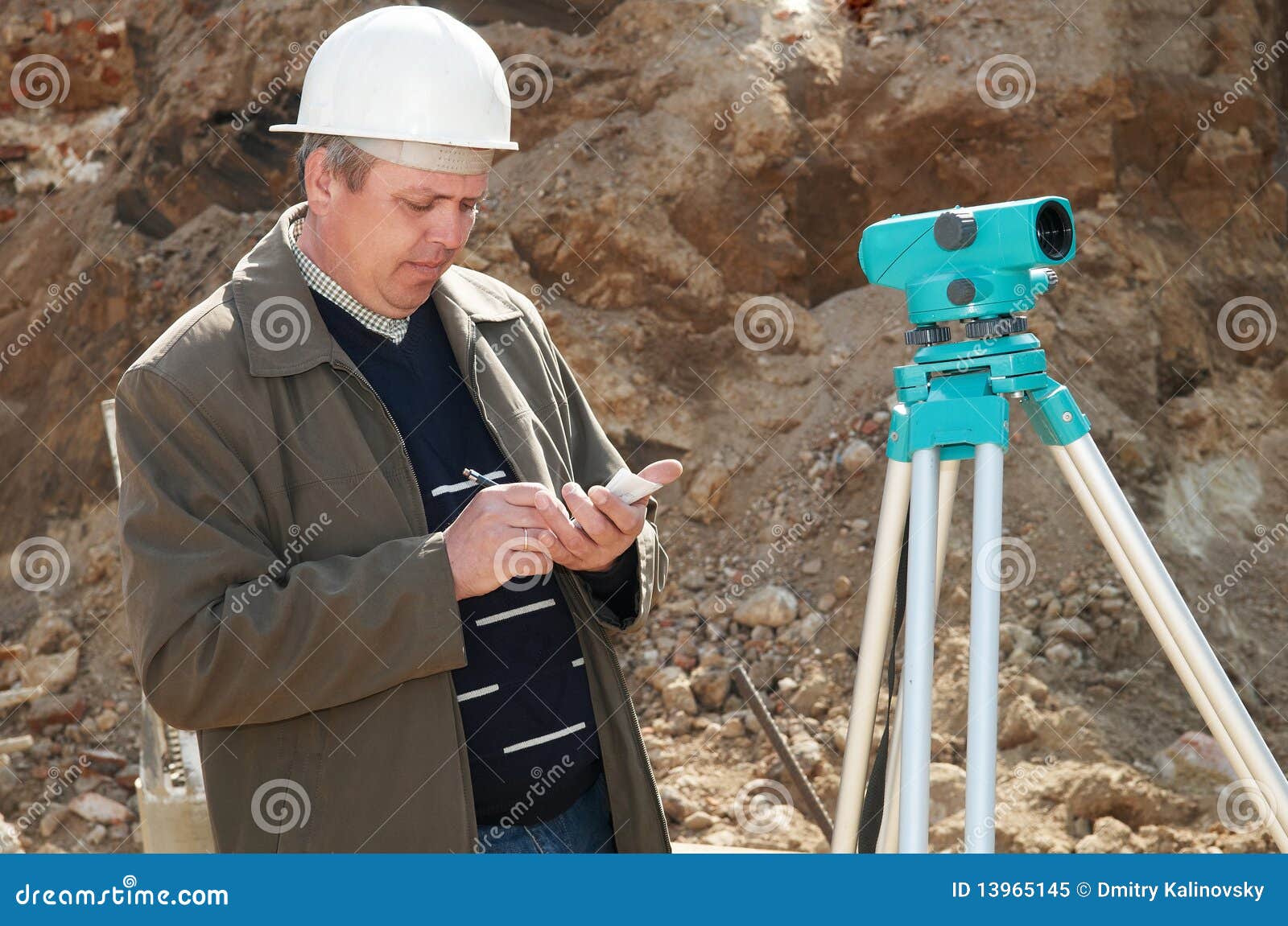 Surveyor with Transit Level Stock Image - Image of level, looking: 13965145