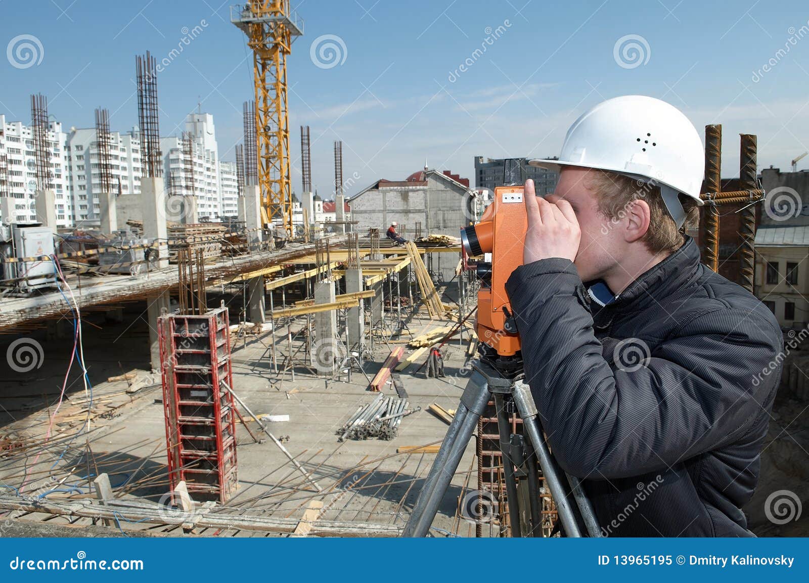 Surveyor with Transit Level Stock Image - Image of angles, looking ...