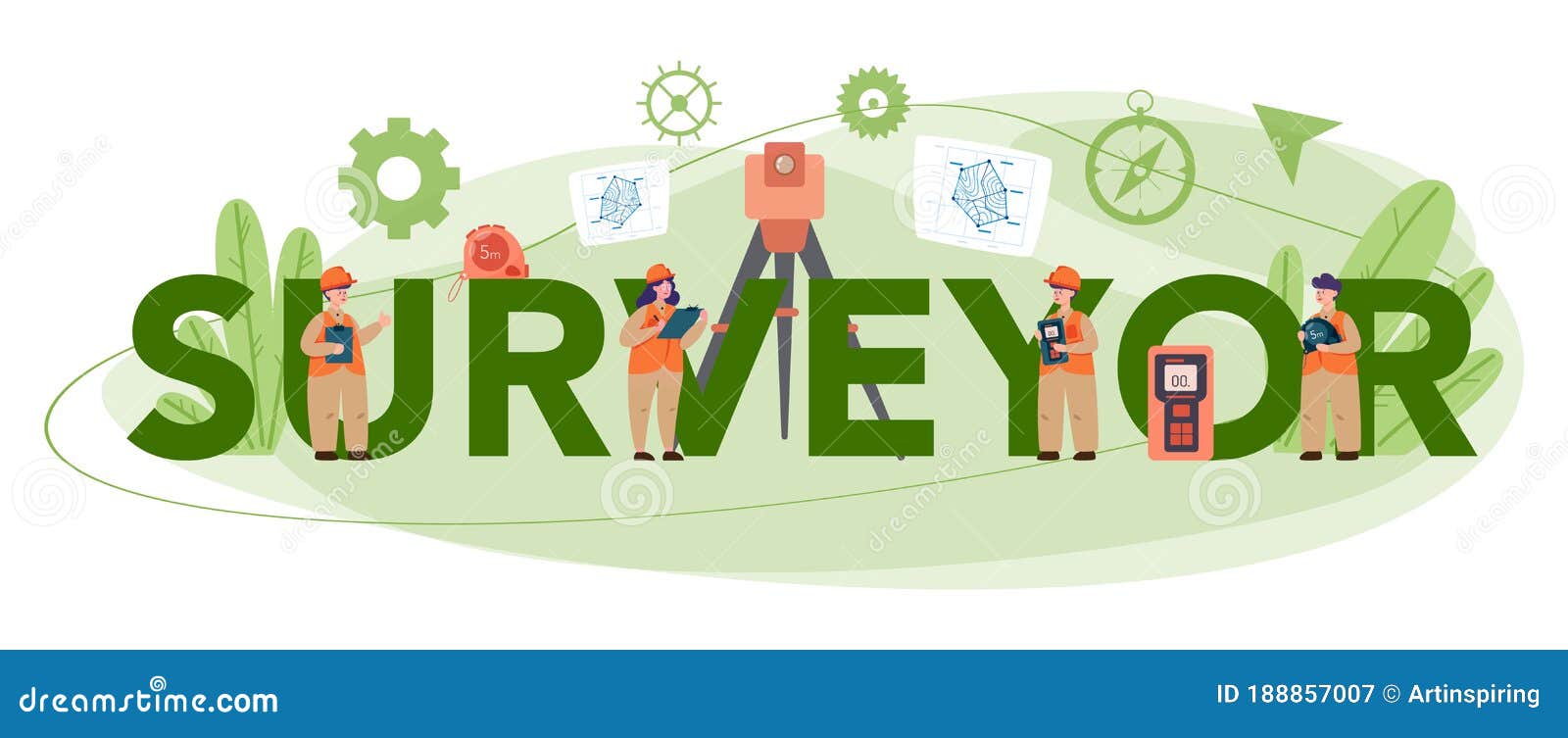 Surveyor Typographic Header Concept. Land Surveying Technology Stock ...