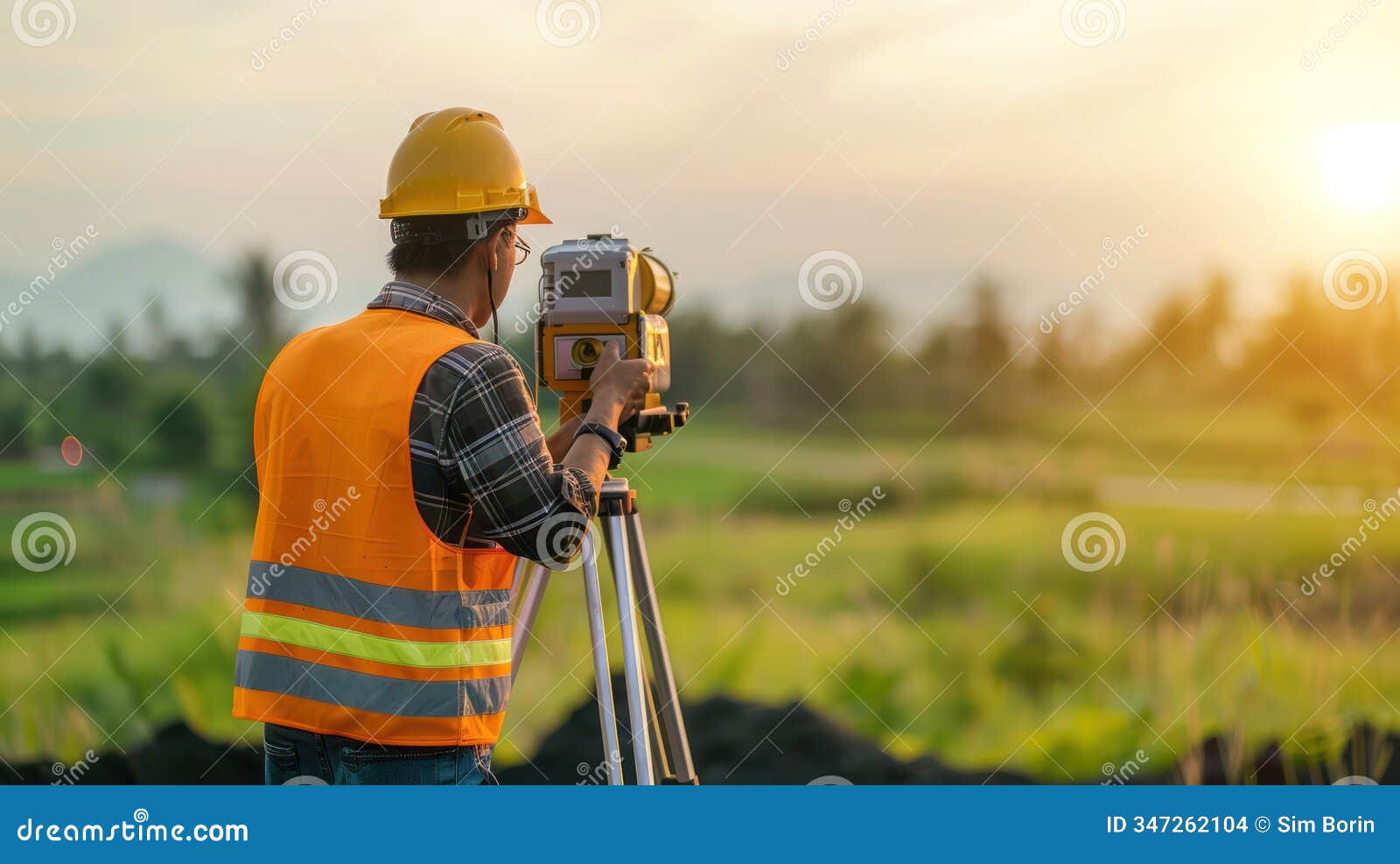 Surveyor Using Equipment To Measure Land Stock Illustration ...