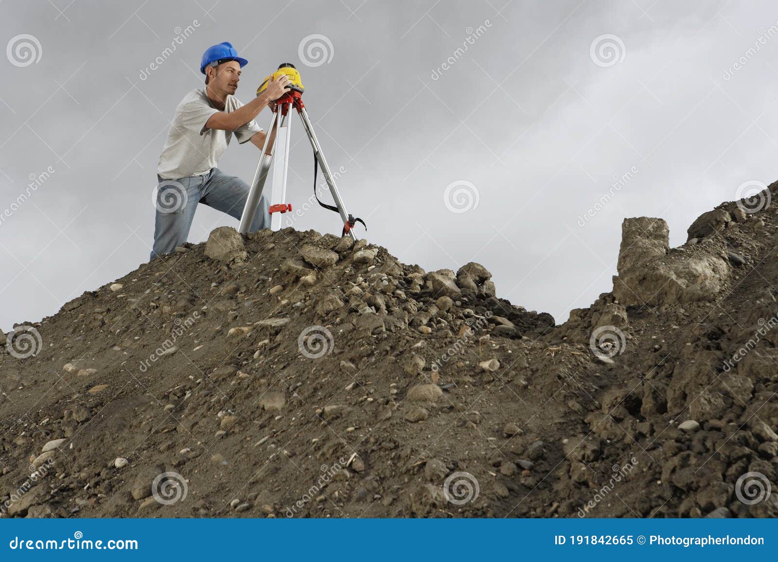 Surveyor Using Theodolite on Site Stock Image - Image of working ...