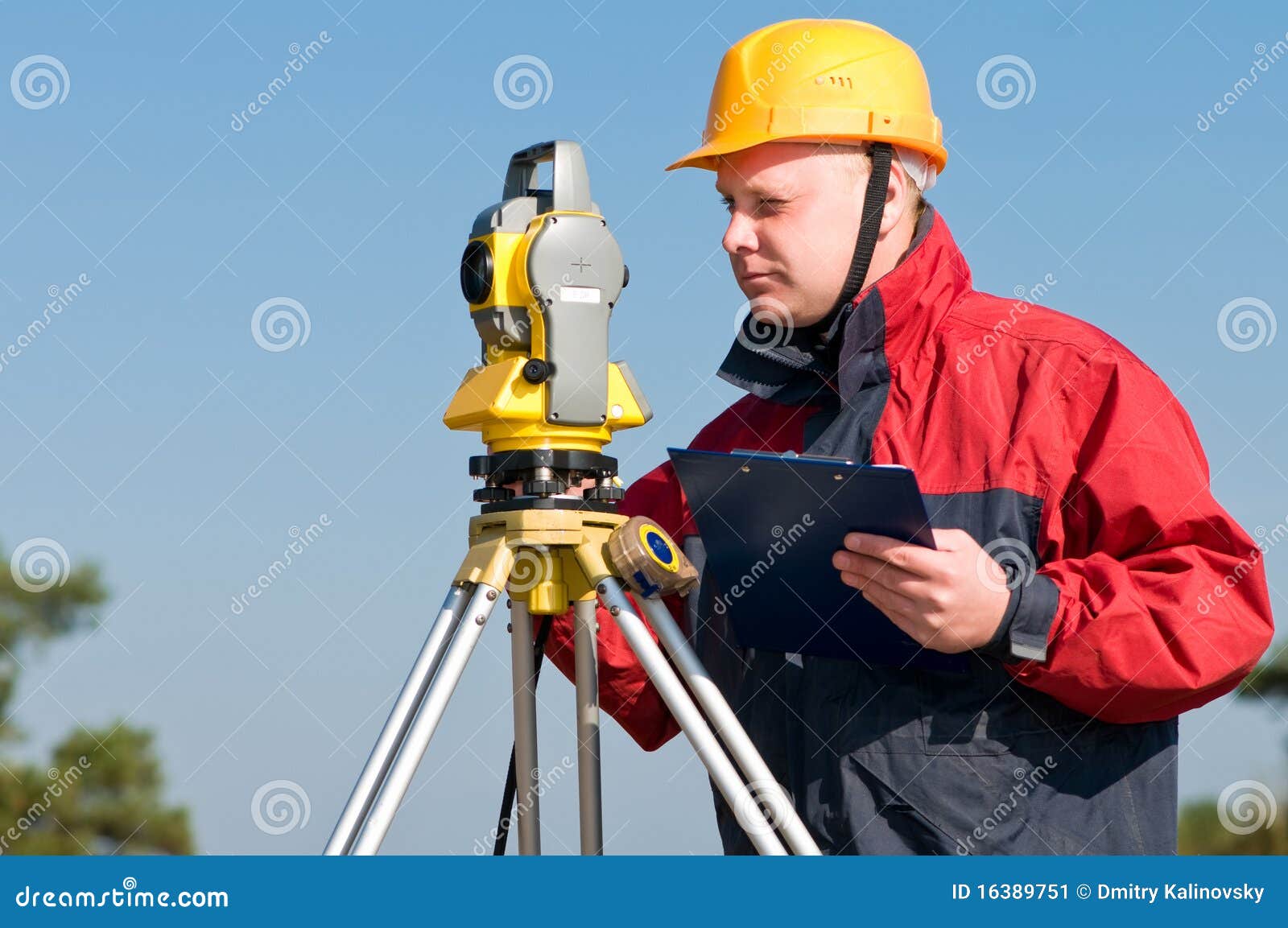 Surveyor at work stock image. Image of station, checking - 16389751