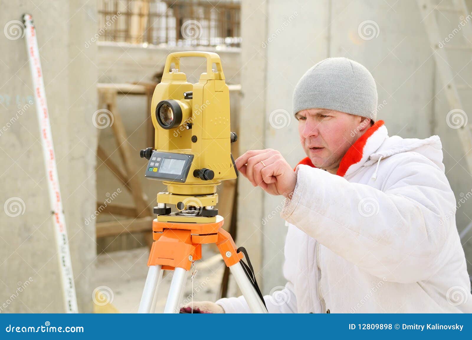 Surveyor Worker at Construction Stock Photo - Image of exact ...