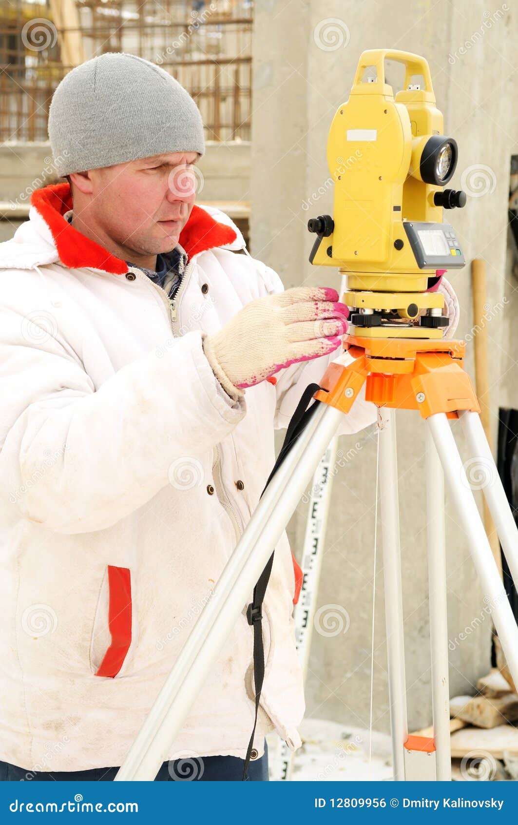 Surveyor Worker at Construction Stock Photo - Image of geodesy, angles ...