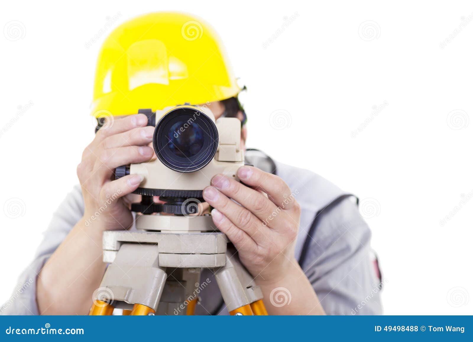 Surveyor Worker Making Measurement and Isolated Stock Photo - Image of ...