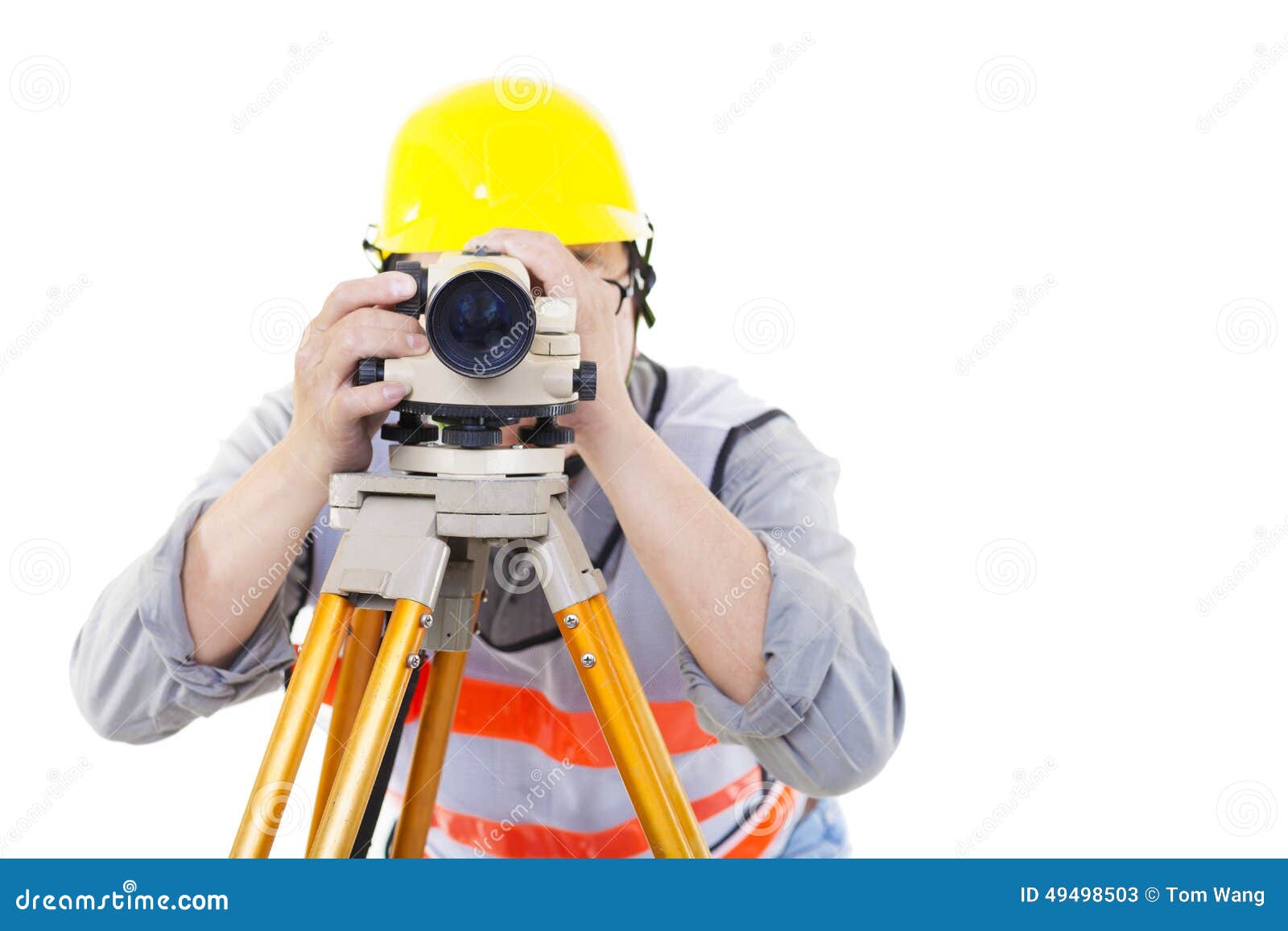 Surveyor Worker Making Measurement and Isolated Stock Image - Image of ...