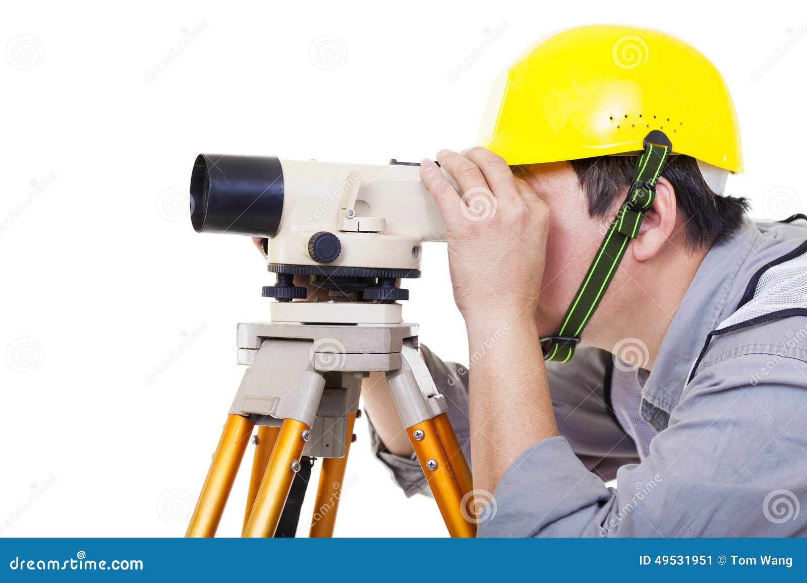 Surveyor Worker Making Measurement and Isolated Stock Image - Image of ...