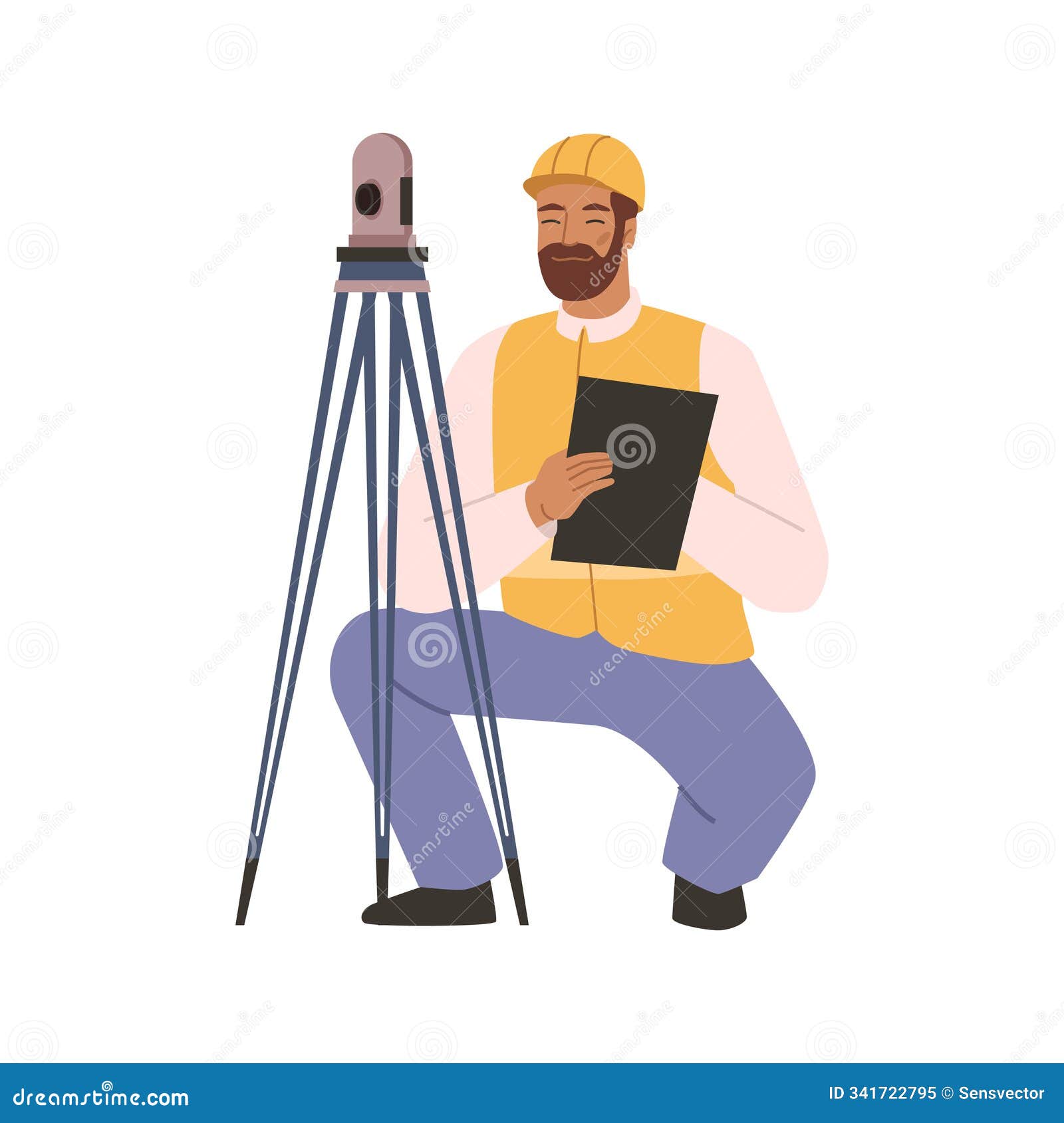 Surveyor With A Tripod Icon. Geodesic Tripod. Cartoon Vector ...