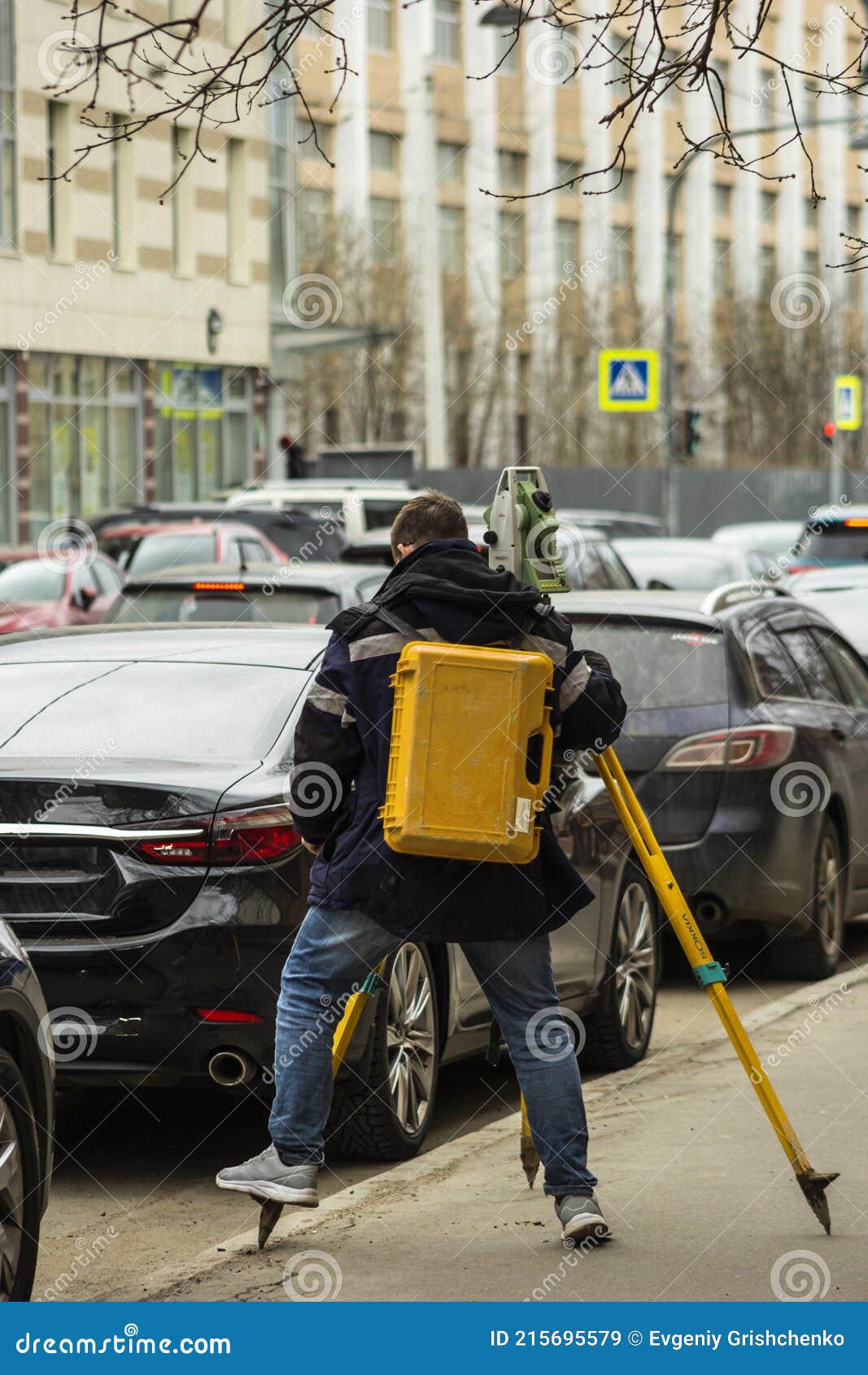 Surveyor Working Process Tachymeter Measurement Building Construction ...