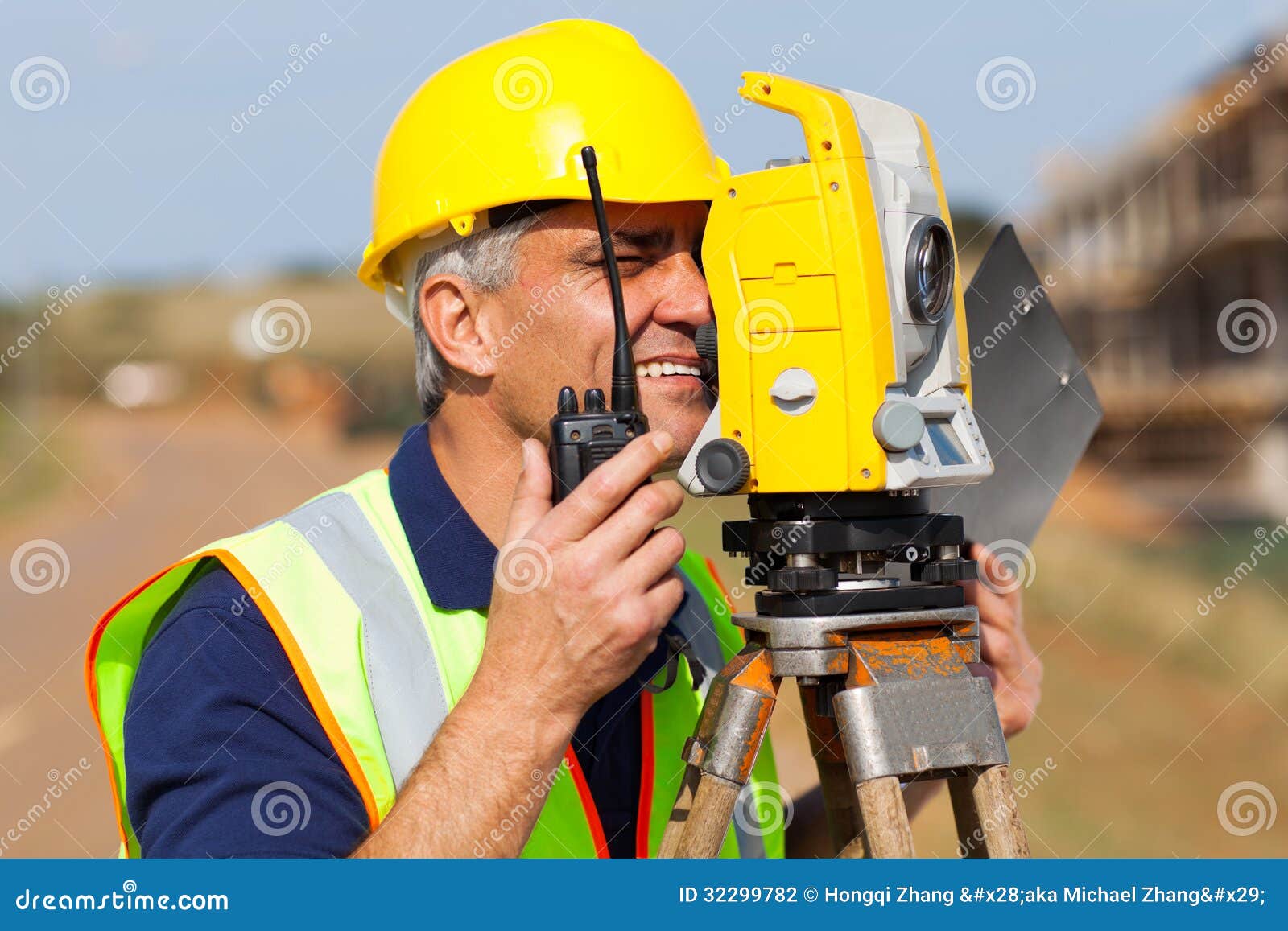 Surveyor Working Tacheometer Stock Photo - Image of land, construction ...