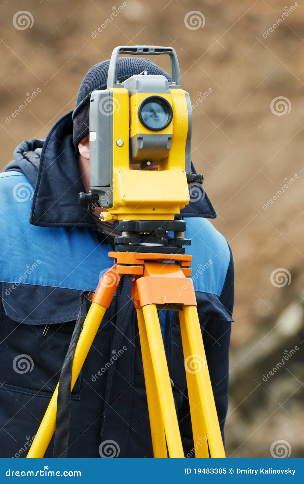 Surveyor Works with Theodolite Stock Image - Image of instrument ...