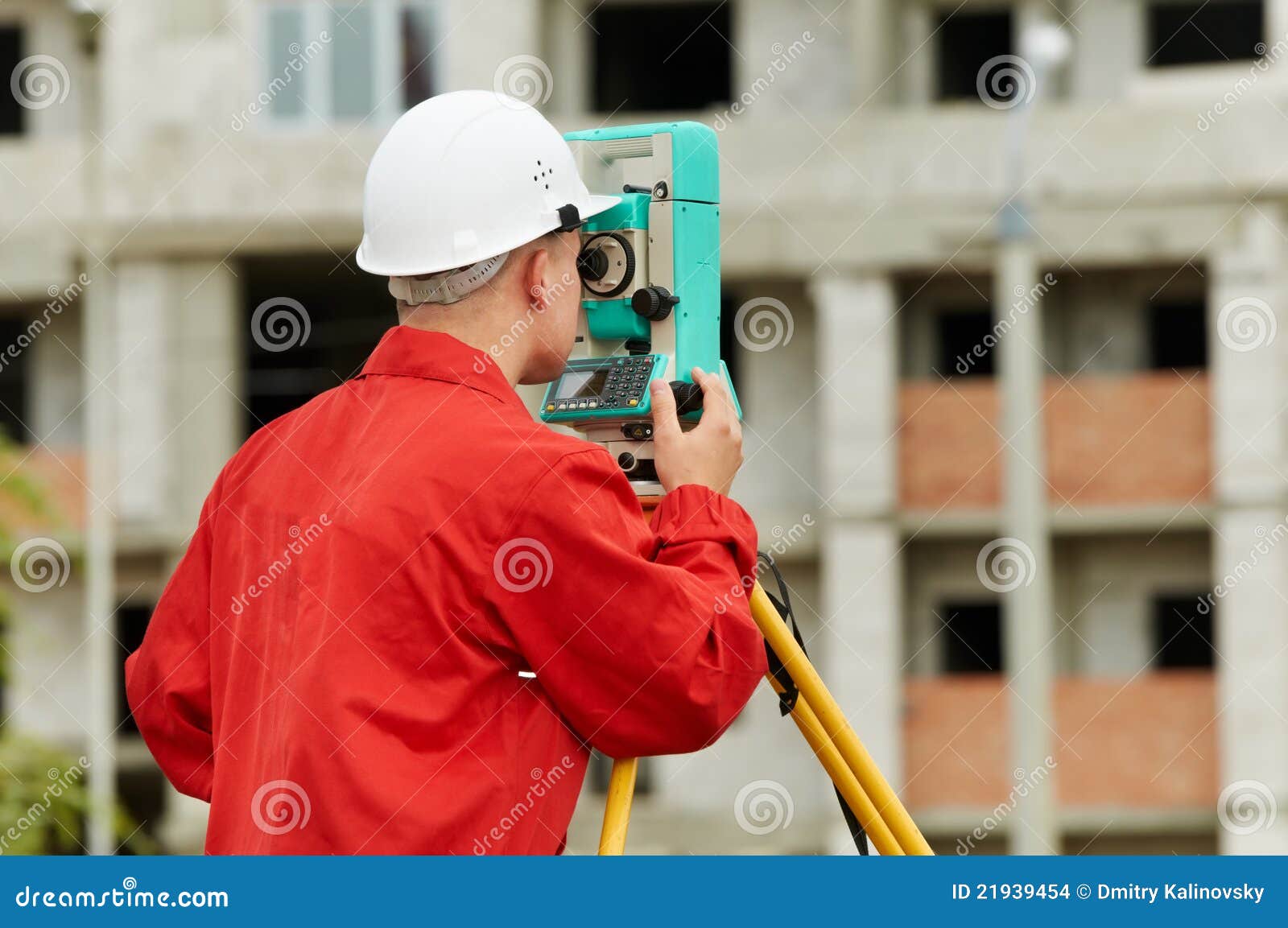 Surveyor Works with Theodolite Stock Photo - Image of industry, device ...