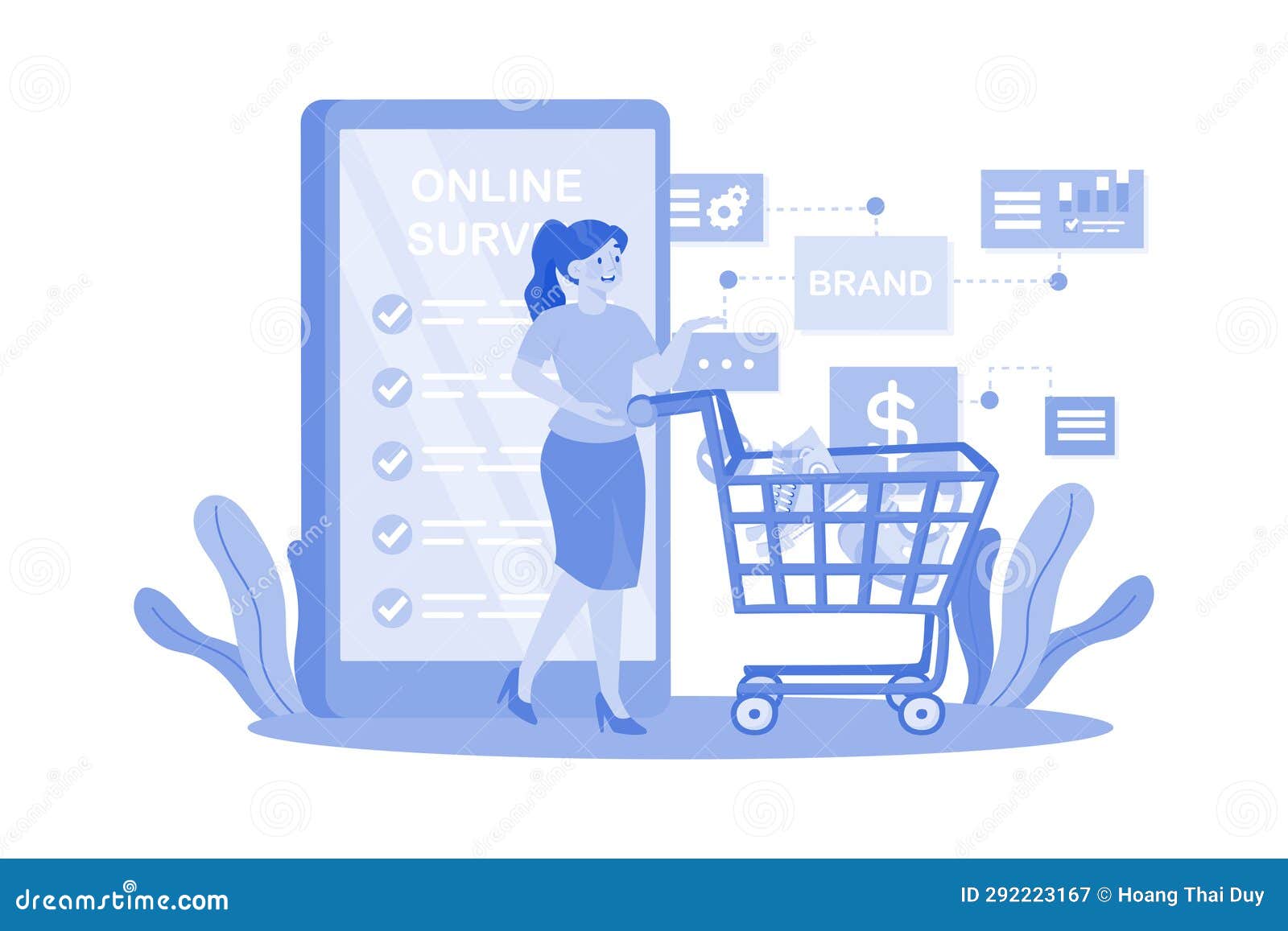 Surveys Measure Customer Loyalty And Brand Perception Cartoon Vector ...