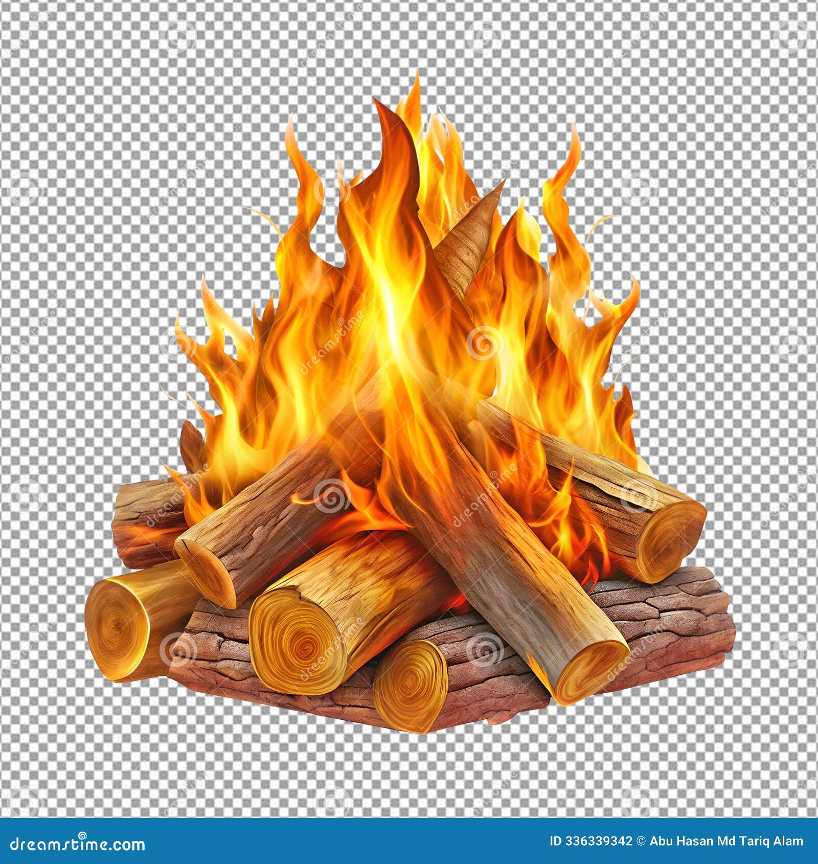 A Survival Camp Fire Flames with a Stack of Wood Logs Stock ...