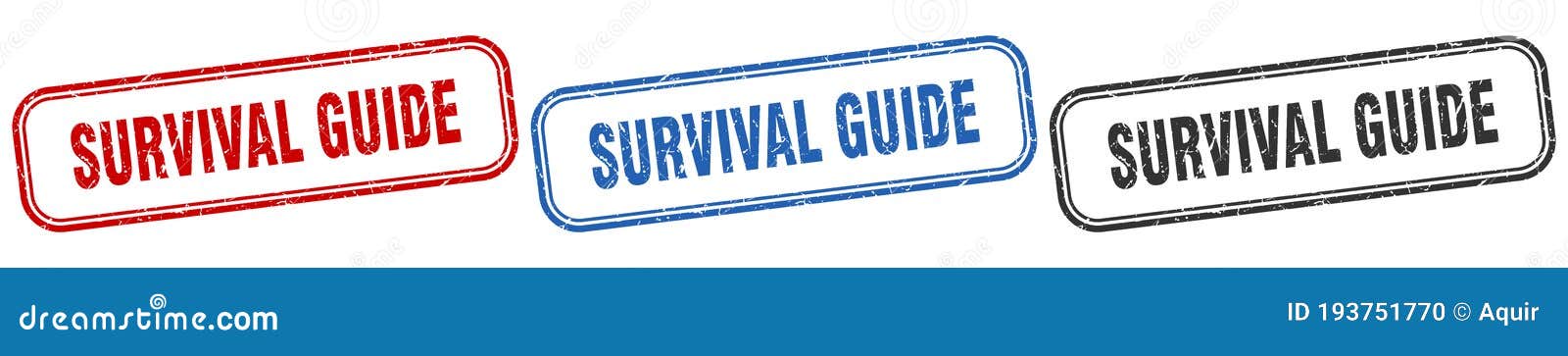 Survival Guide Square Isolated Sign Set. Survival Guide Stamp Stock ...