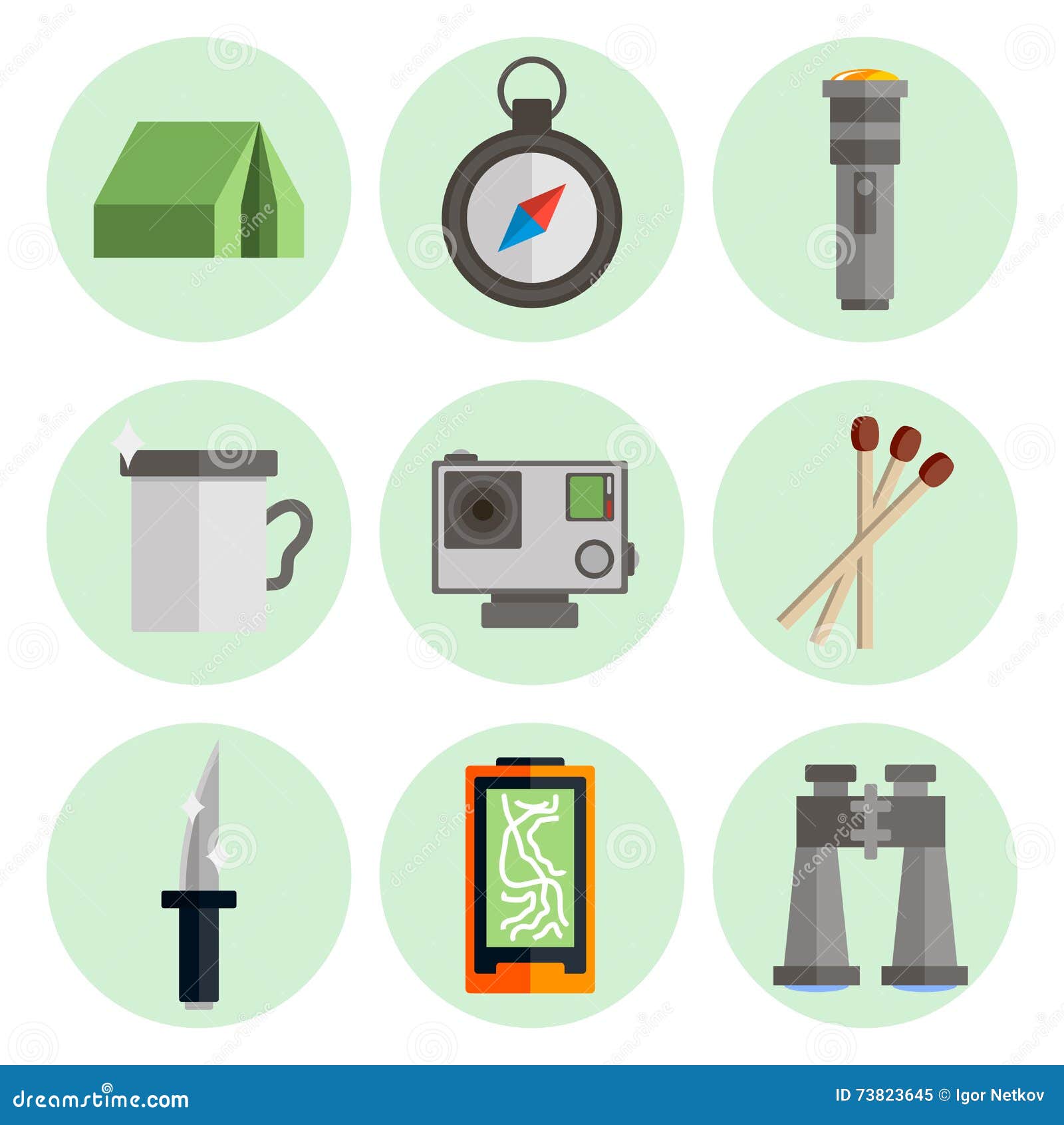 Survival Kit Icons Freehand Fill Vector Illustration | CartoonDealer ...