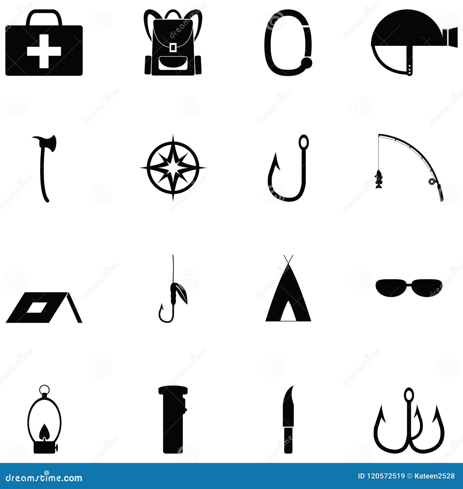 Survival kit icon set stock vector. Illustration of survival - 120572519