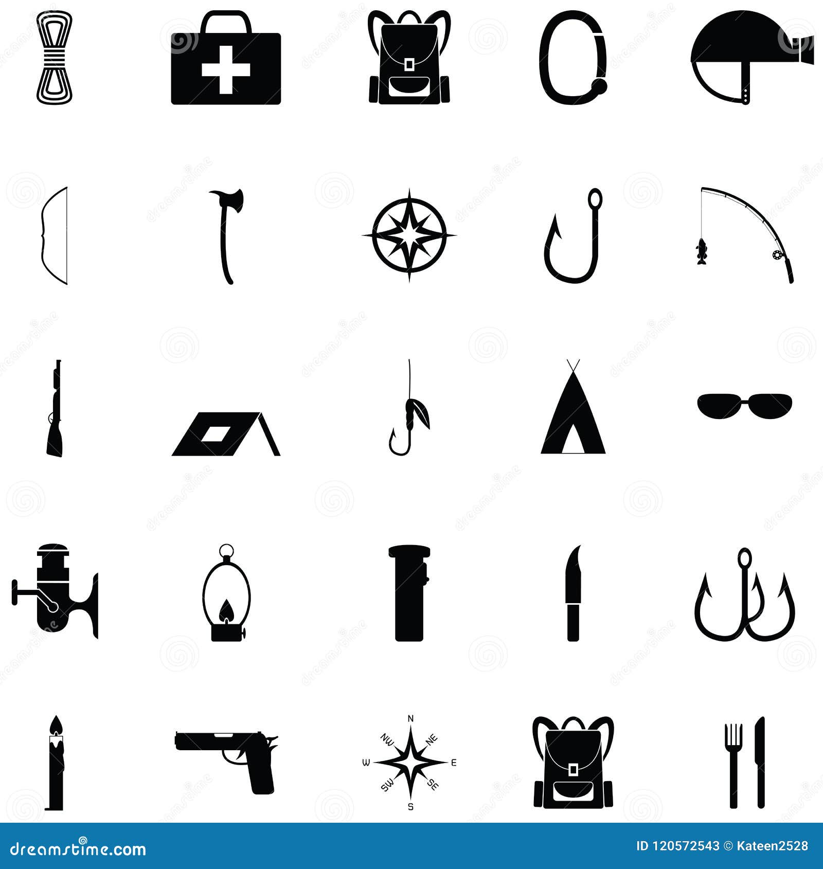 Survival kit icon set stock vector. Illustration of preparedness ...