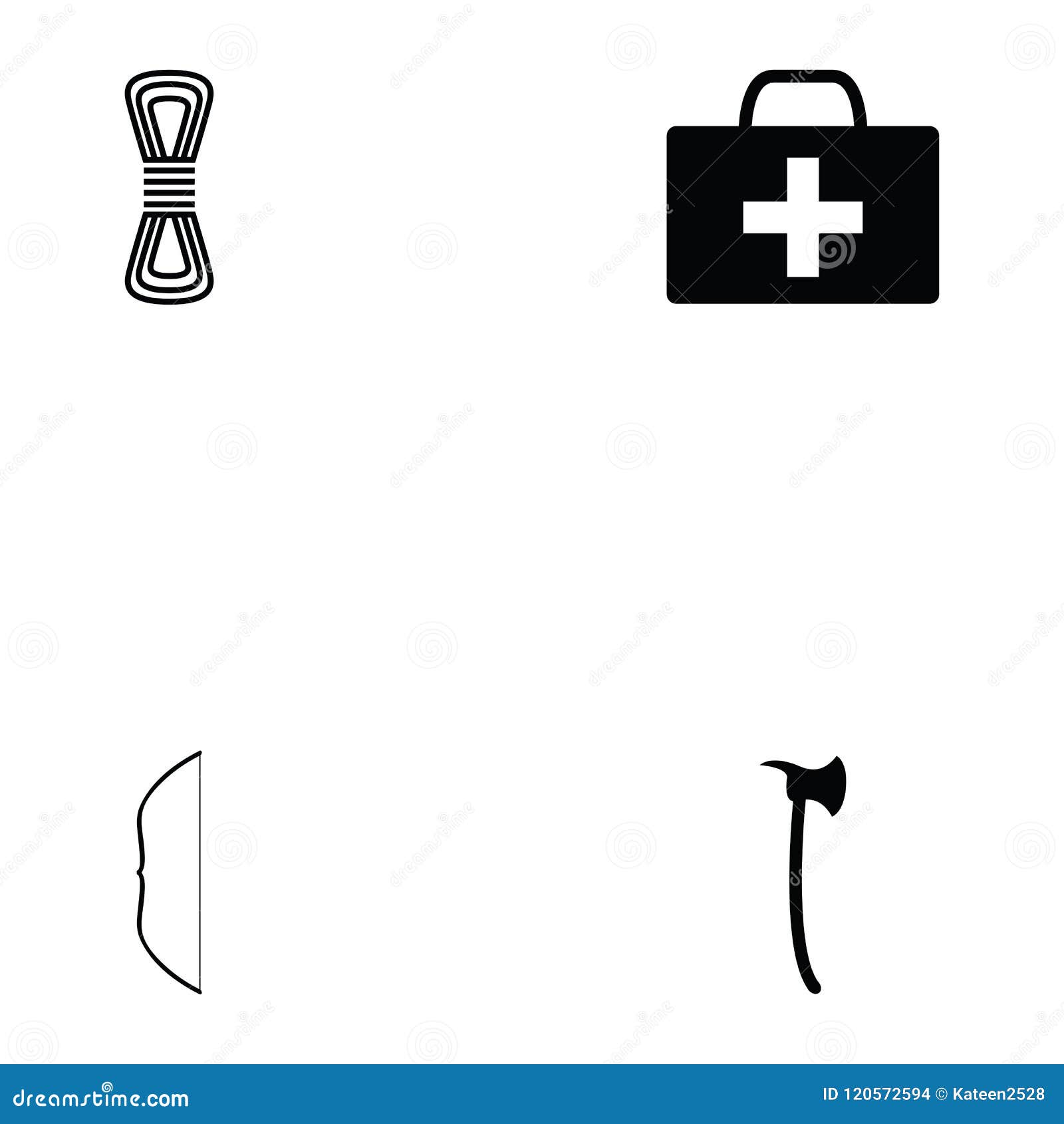Survival kit icon set stock vector. Illustration of outdoor - 120572594