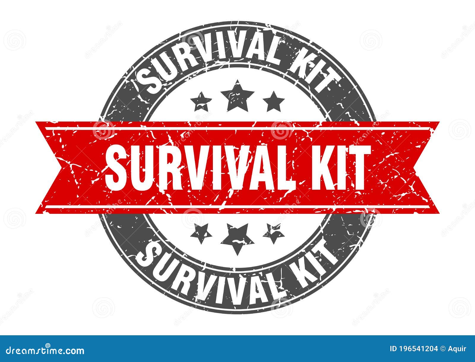 Survival Kit Round Stamp with Ribbon. Label Sign Stock Vector ...