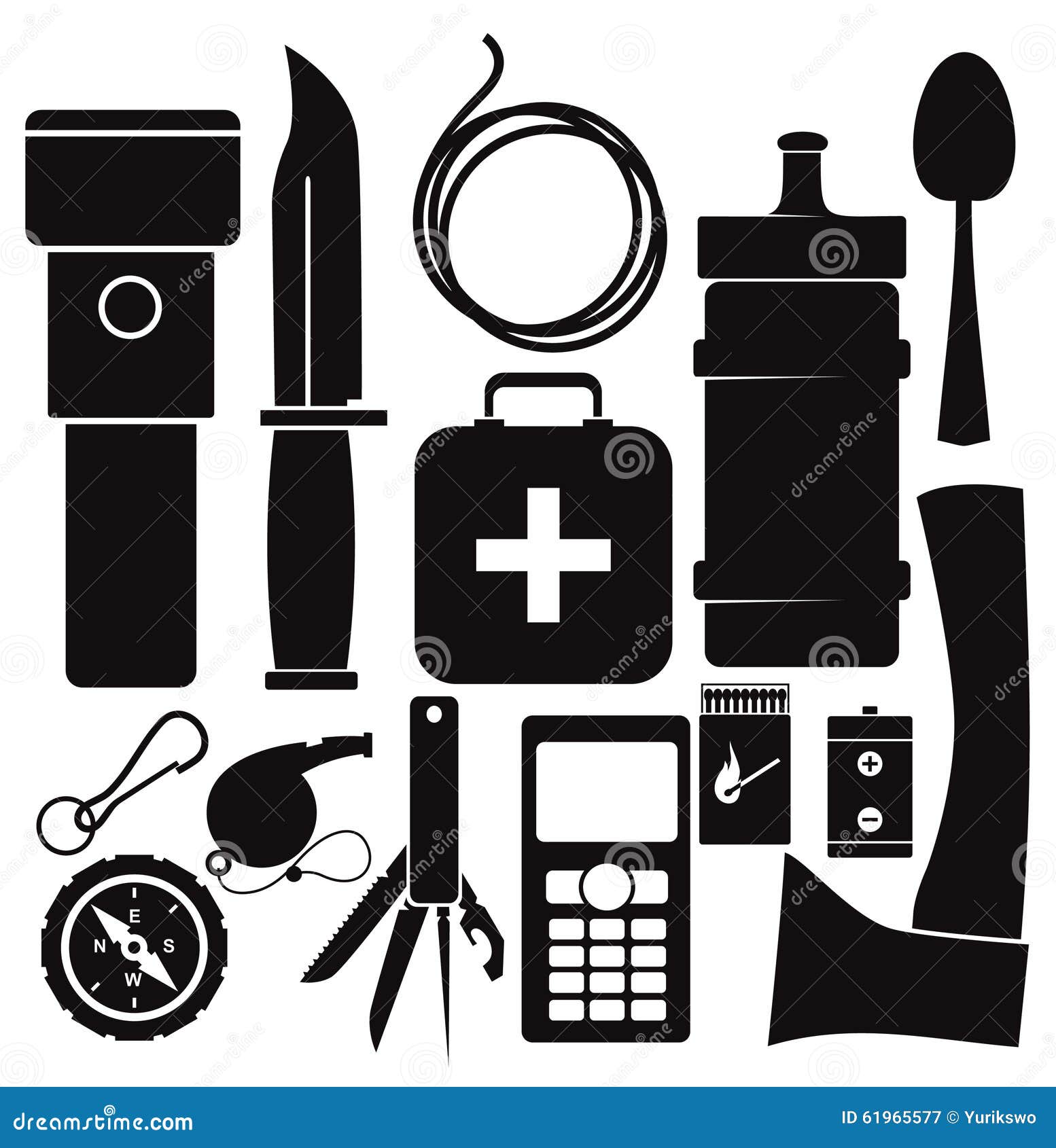 Survival kit stock vector. Illustration of preparedness - 61965577