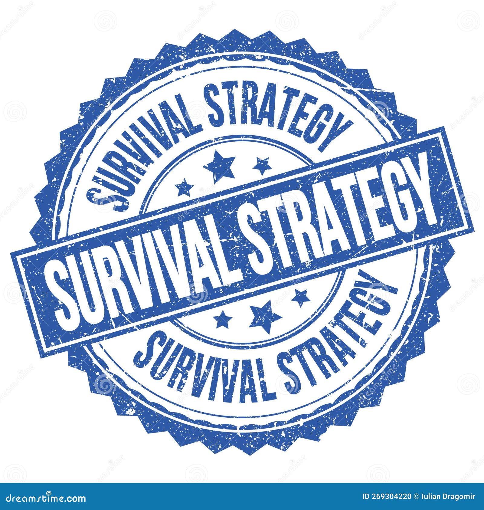 SURVIVAL STRATEGY Text on Blue Round Stamp Sign Stock Illustration ...