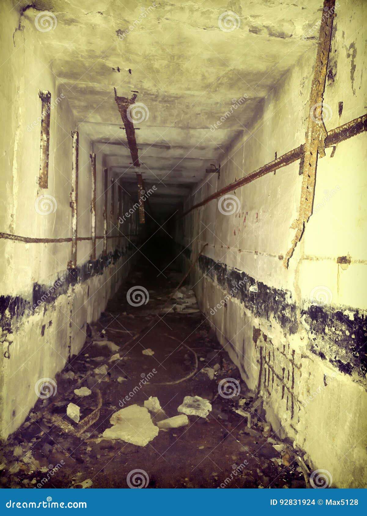 Survival Underground Tunnel and Bunker Apocalypse Doomsday Stock Photo ...