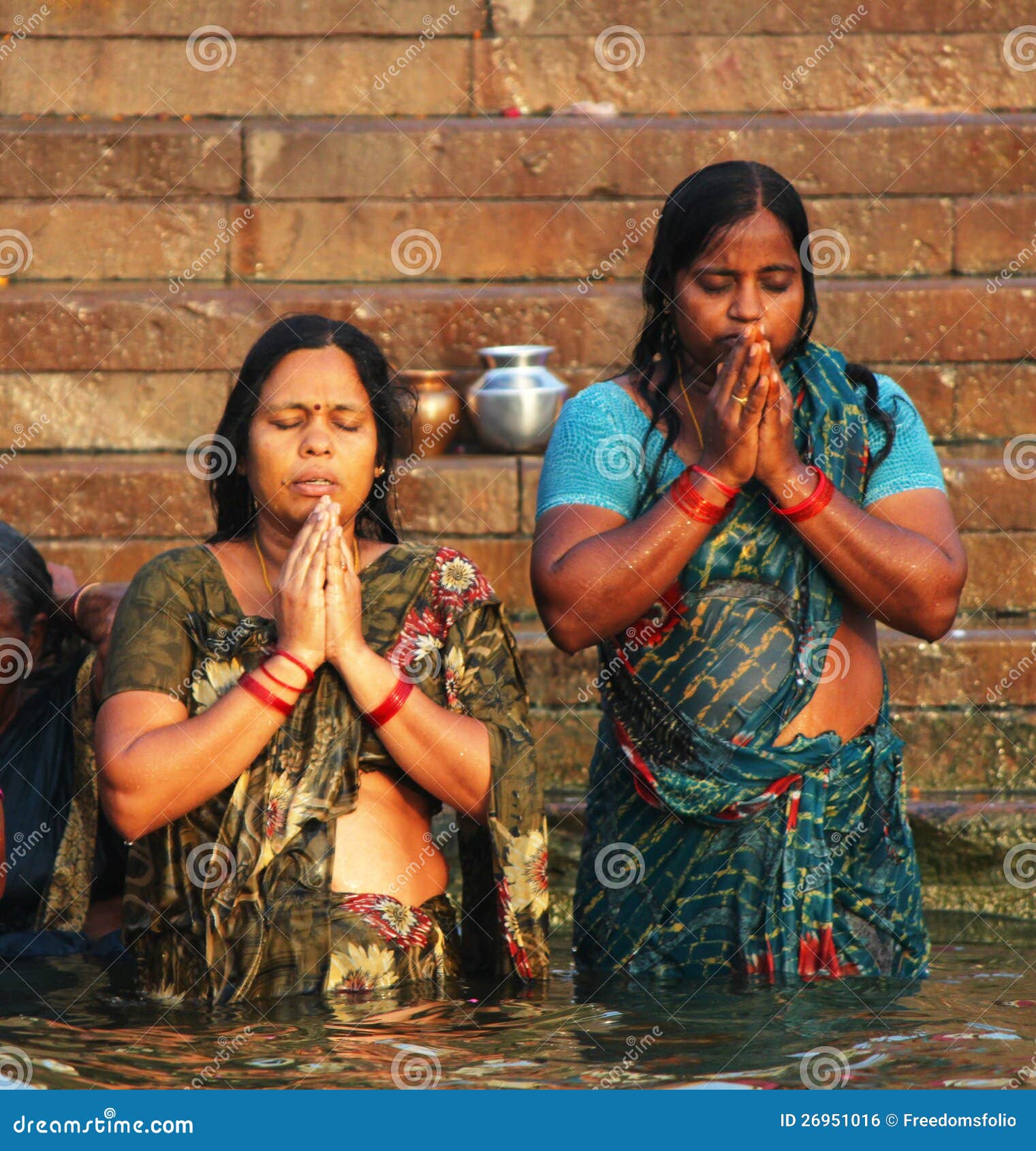 Ladies In Namaskar Posture Stock Photography | CartoonDealer.com #23808044