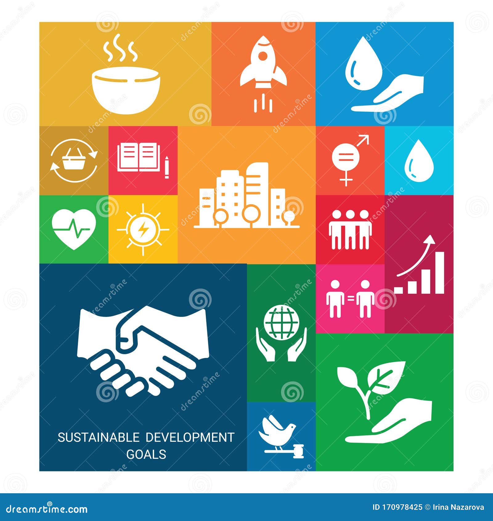 Icons Set .Sustainable Development Goals. Cartoon Vector ...