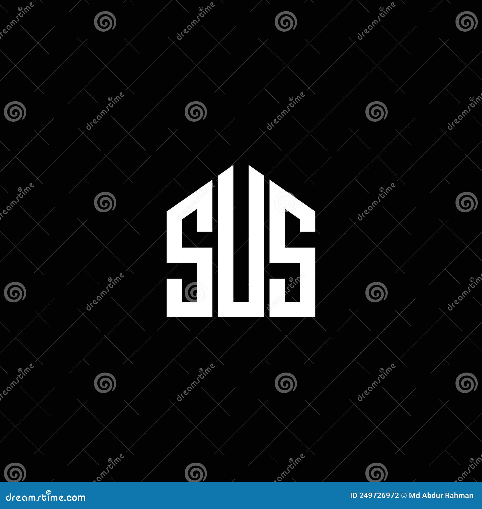 SUS Letter Logo Design on BLACK Background. SUS Creative Initials ...