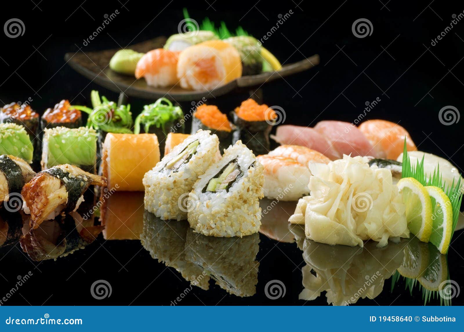 Sushi stock photo. Image of asia, green, design, dark - 19458640