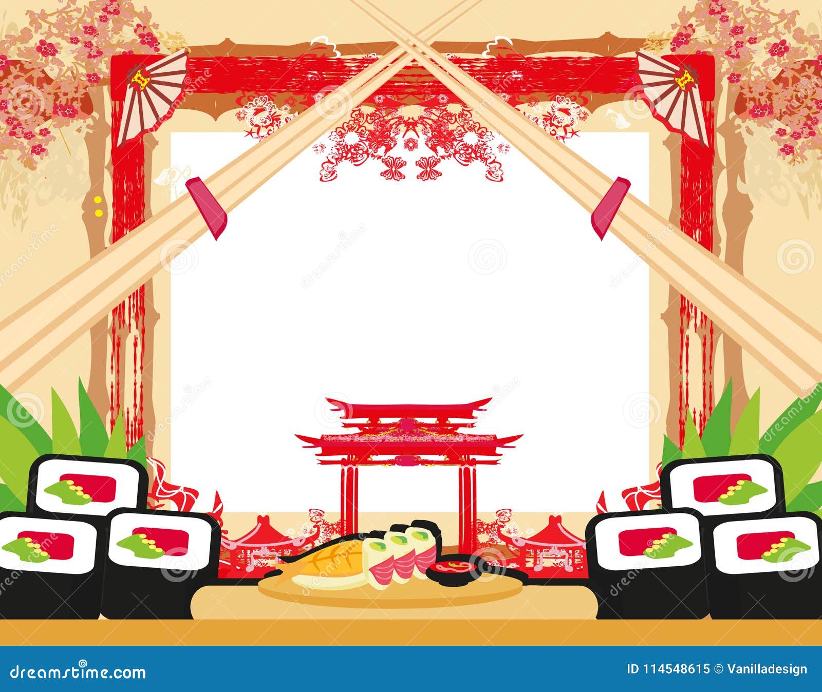 Sushi - artistic frame stock vector. Illustration of foods - 114548615