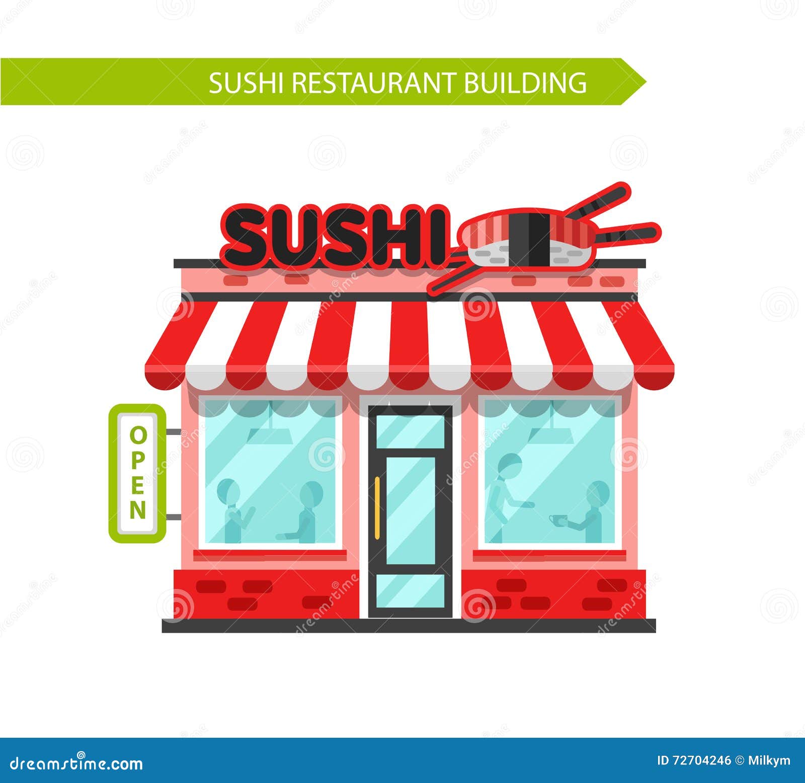 Sushi-Bar-Gebäude vektor abbildung. Illustration von frontseite - 72704246