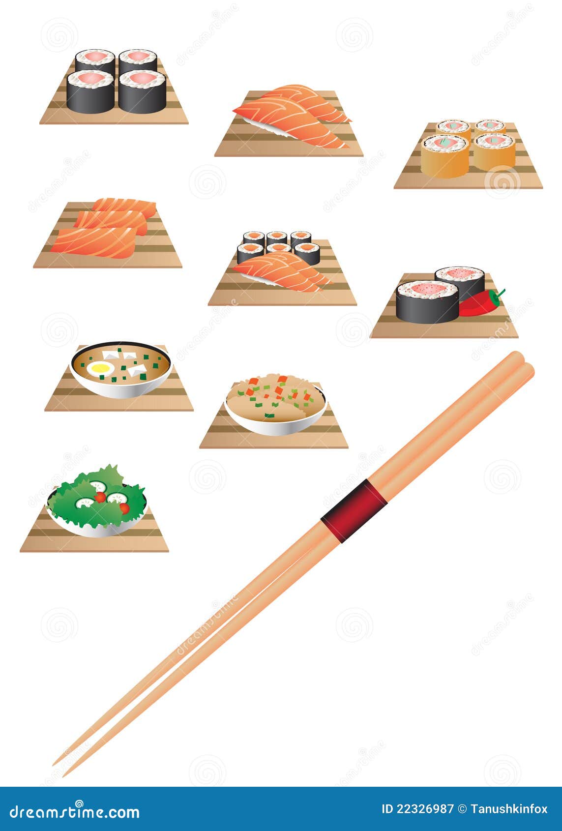Sushi bar set stock vector. Illustration of chopsticks - 22326987