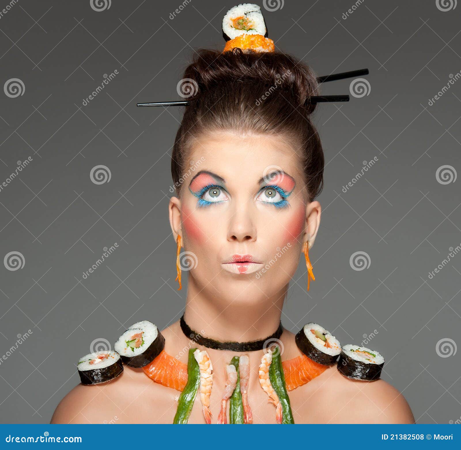 Sushi beauty stock photo. Image of model, makeup, gormet - 21382508