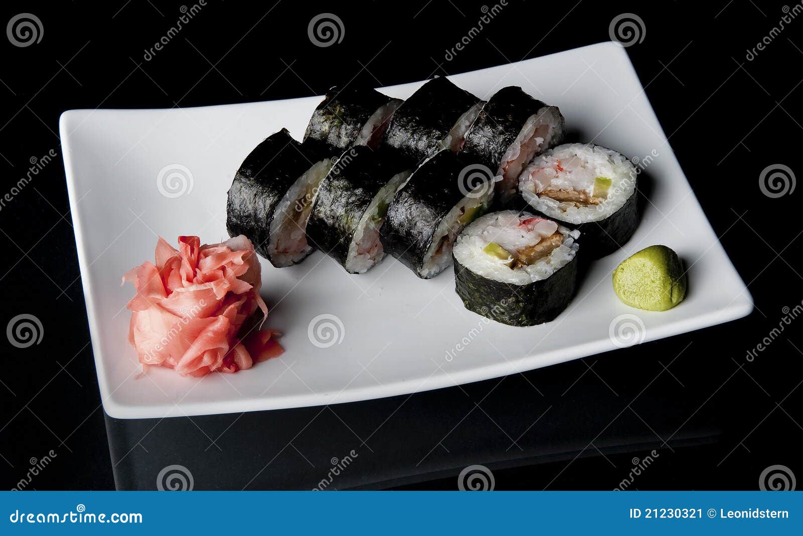Sushi on black stock image. Image of cuisine, japan, california - 21230321
