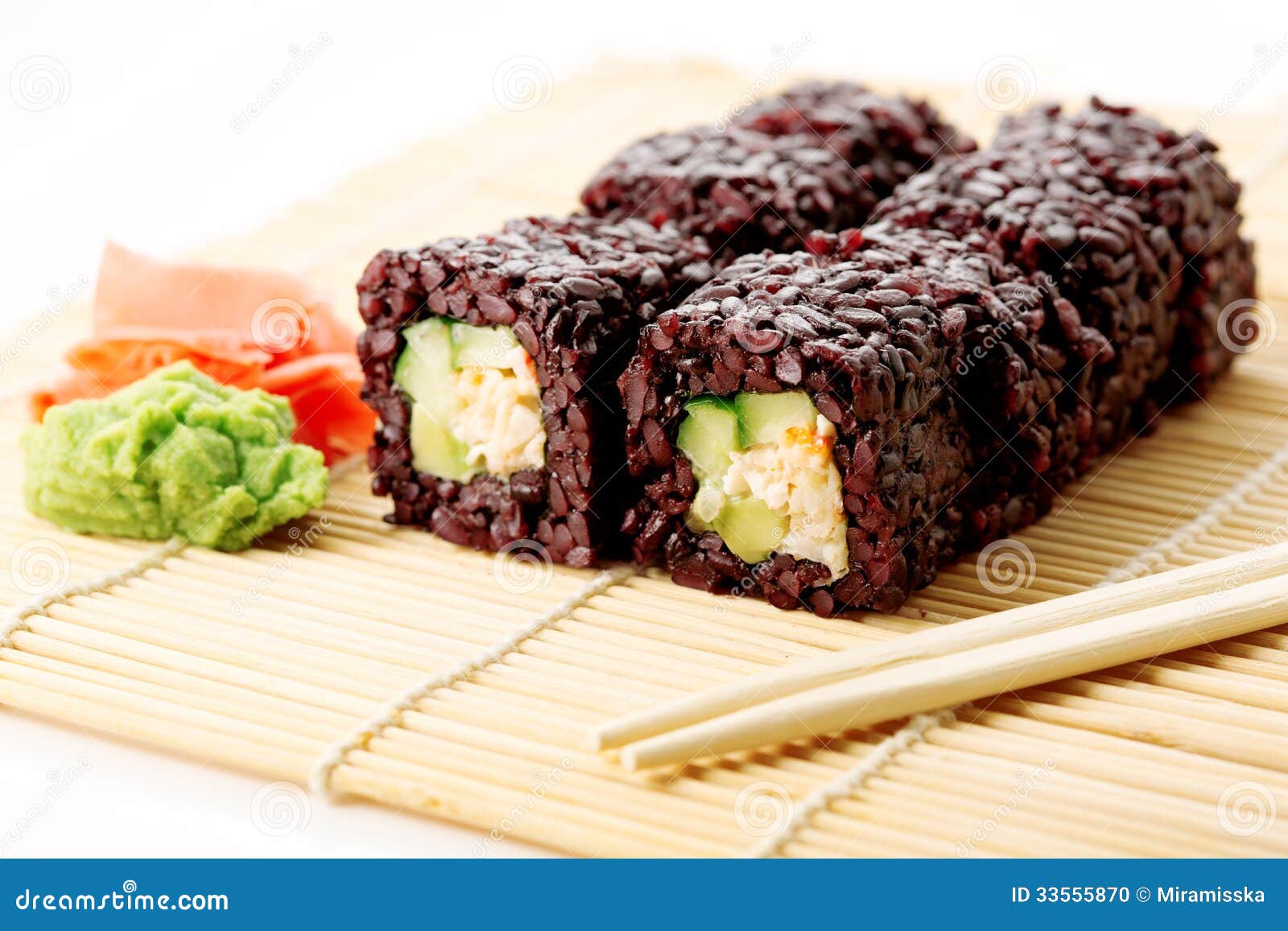 Sushi with black rice stock photo. Image of delicious - 33555870