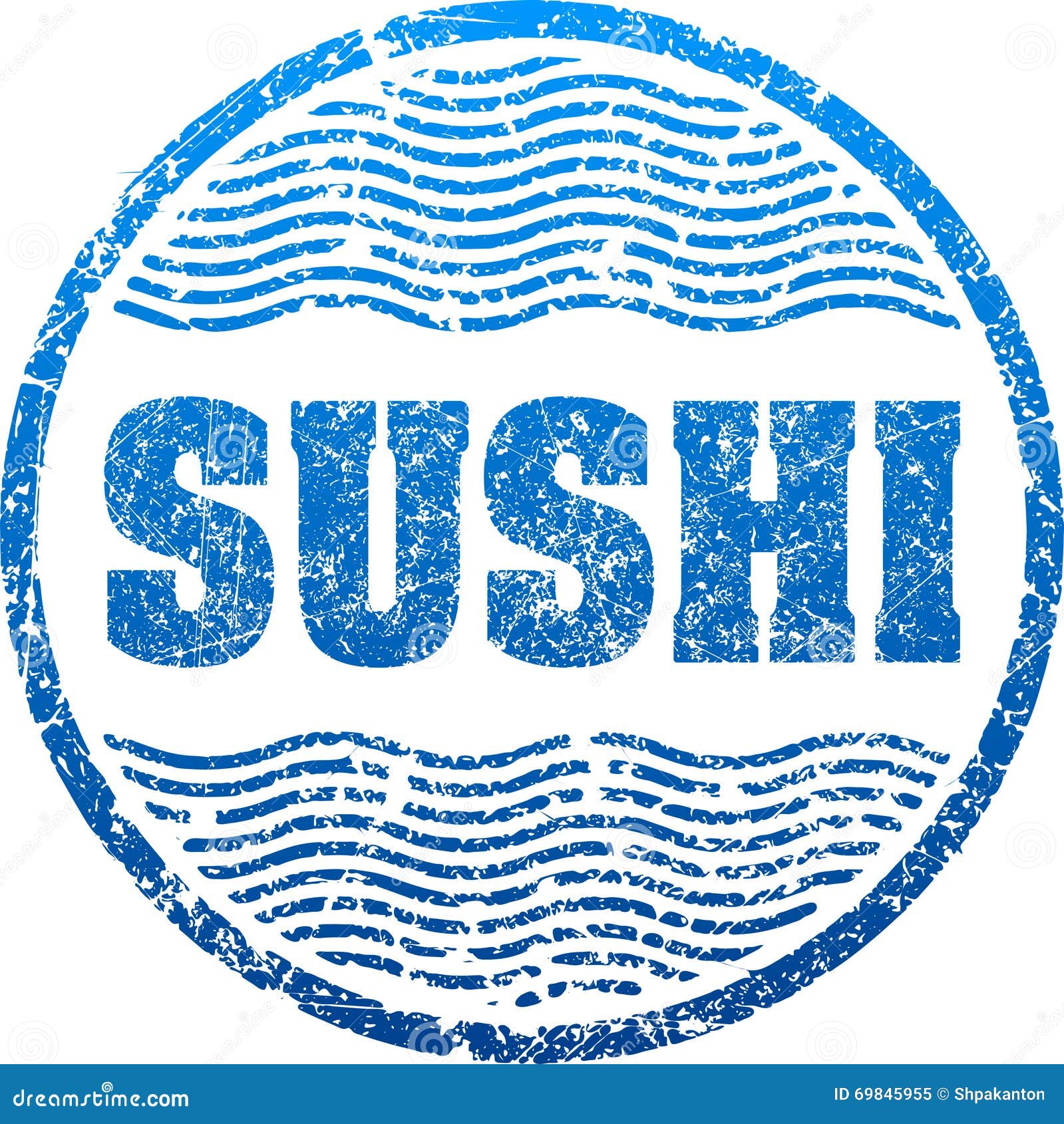 Sushi Blue Grunge Style Rubber Stamp Stock Vector - Illustration of ...