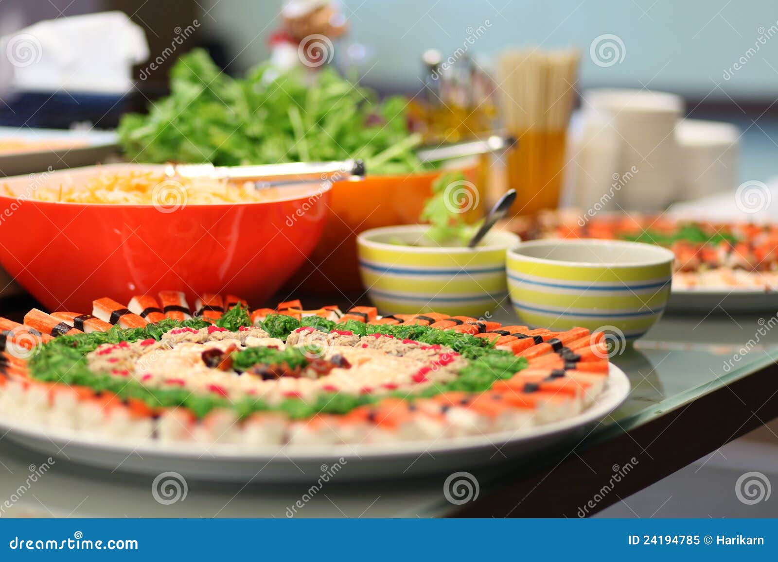 Sushi Buffet stock image. Image of tray, crab, appetizer - 24194785